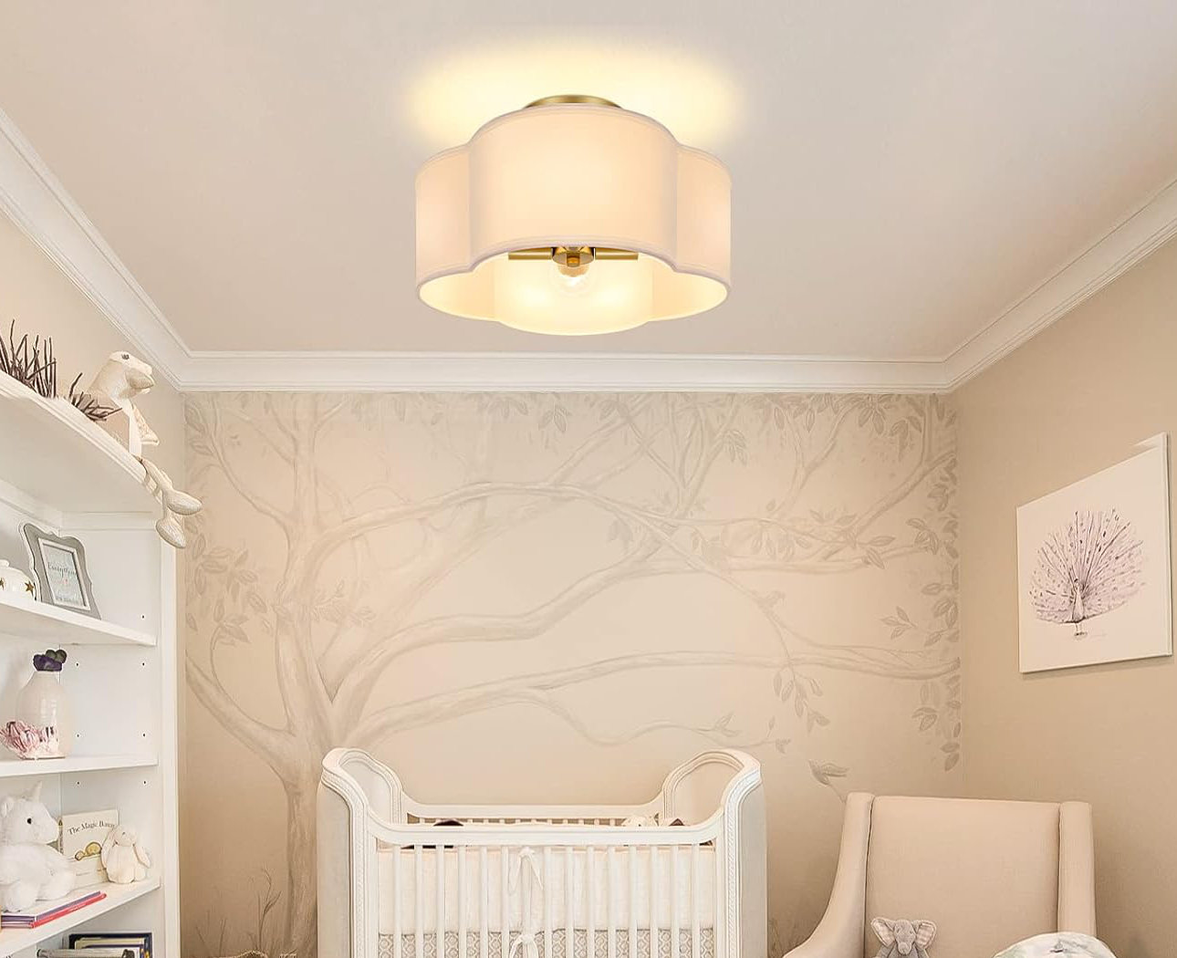 MABOSY 4-Light Semi Flush Mount Ceiling Light Fixture Gold Modern Close ...