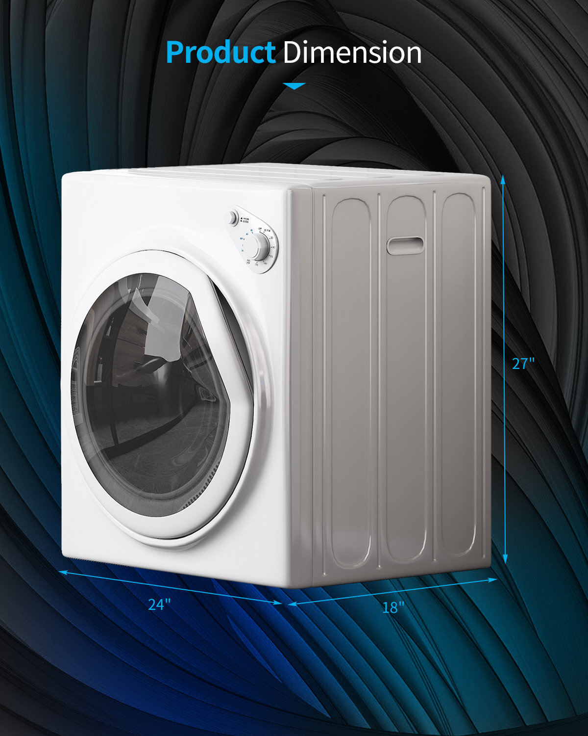 TABU Compact High Efficiency Electric Dryer With Delicate Dry, Portable ...