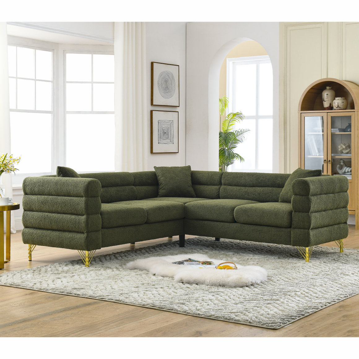 Everly Quinn 81.5-Inch Oversized Corner Sofa, L-Shaped Sectional Couch, 5-Seater Corner Sofas ...
