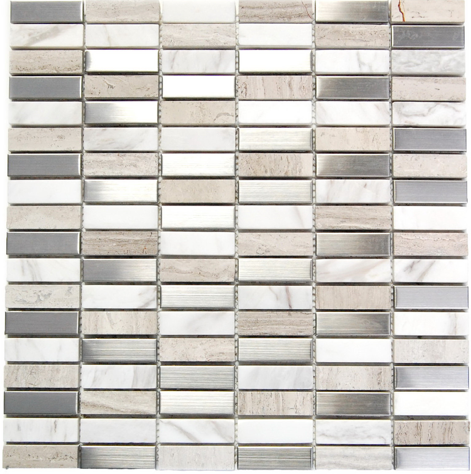 Luxsurface 0.62" x 2" Marble/Metal Grid Mosaic Wall Tile | Perigold