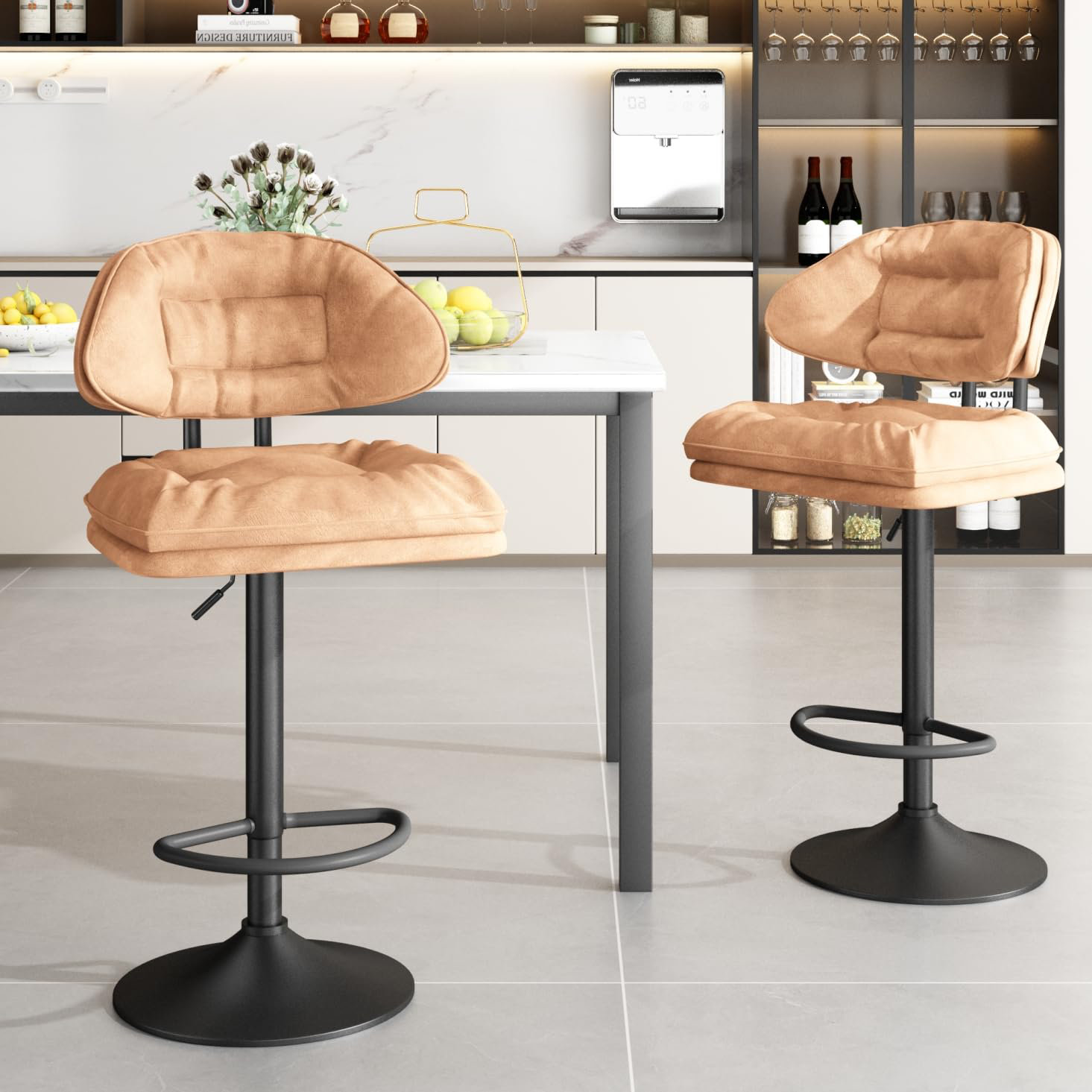 Latitude Run® Set of 2 Ergonomic Swivel Bar Stools | Wayfair