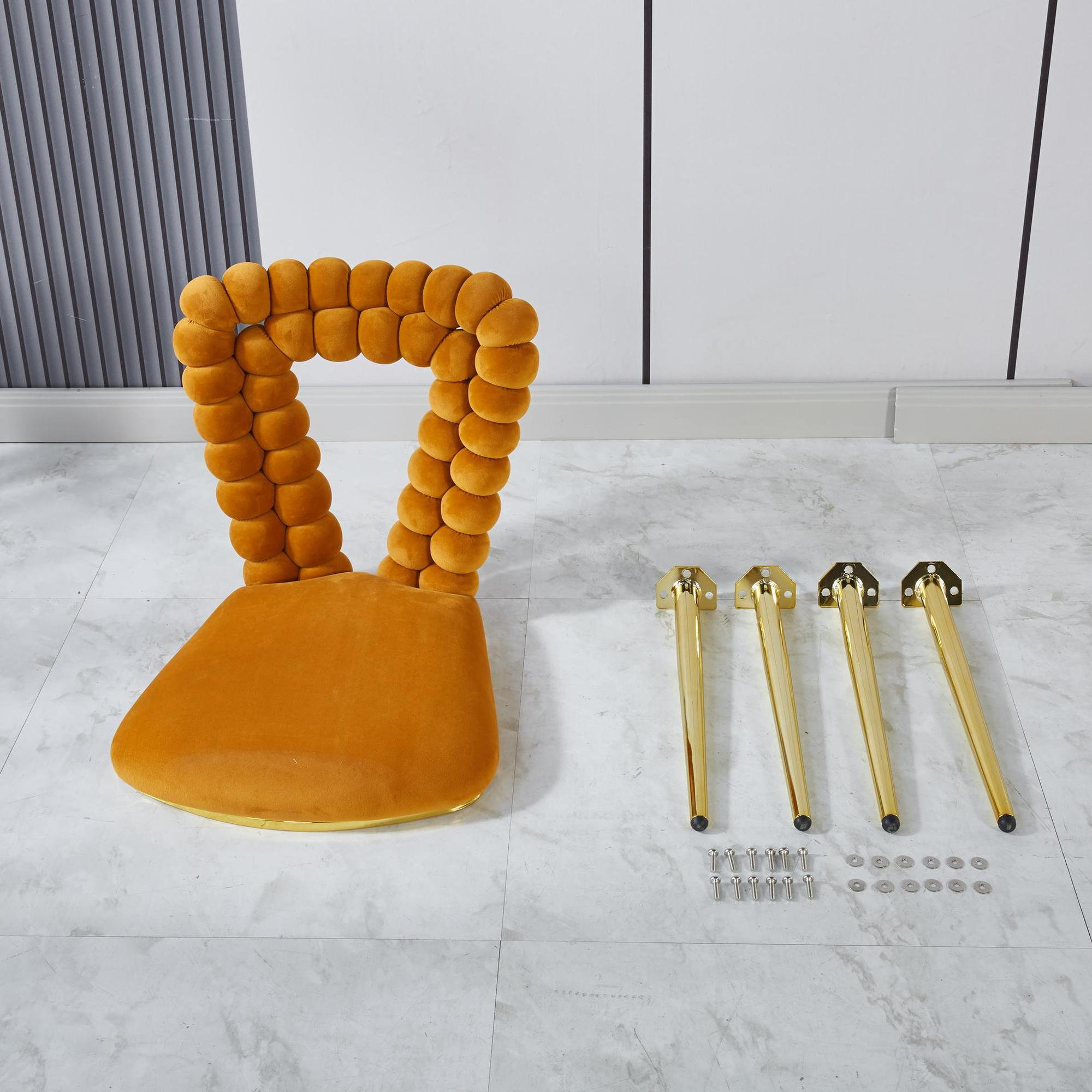 Everly Quinn gold Modern chair(set of 2 ) with iron tube legs, soft ...