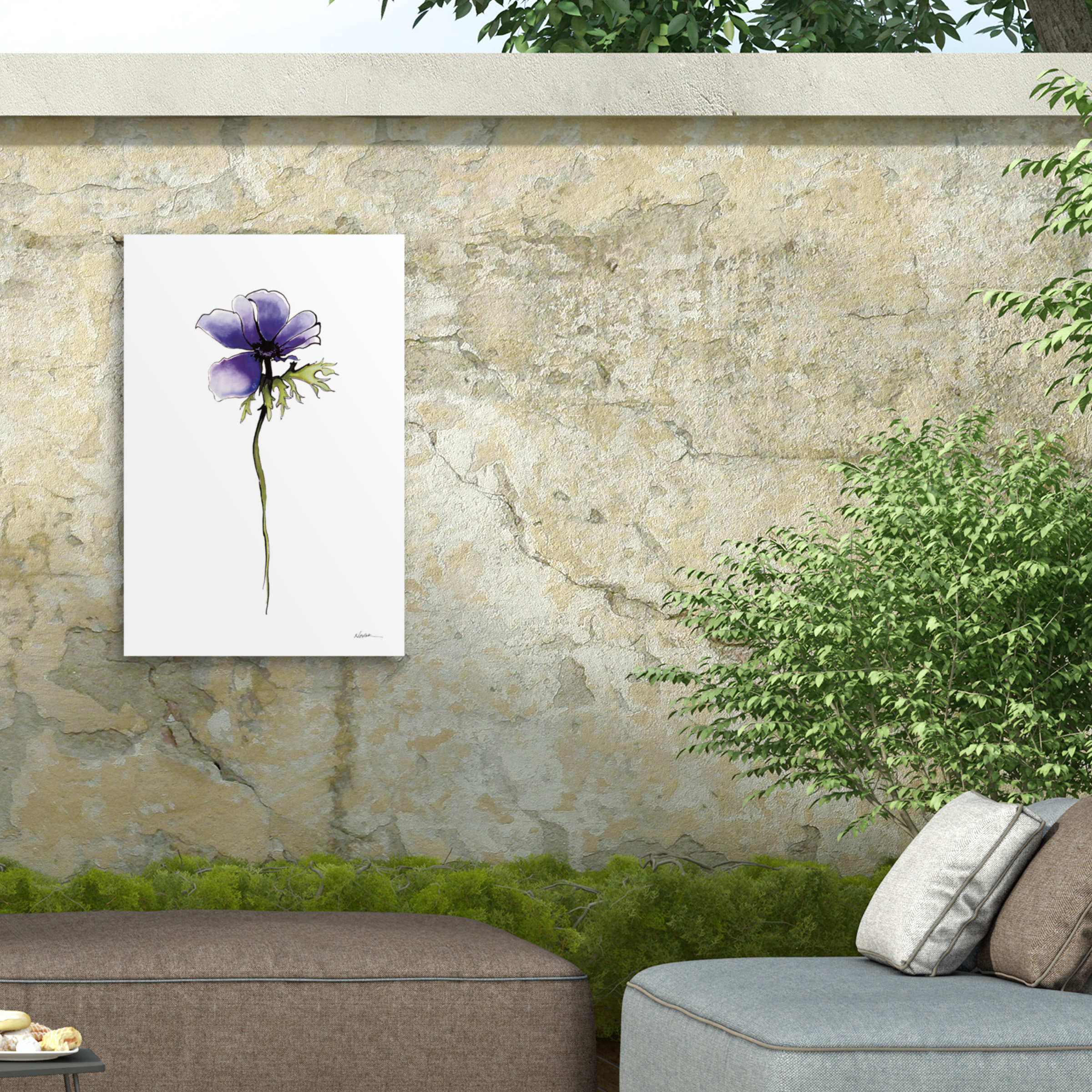 Winston Porter Shirley Novak Purple Anemone II Outdoor Canvas | Wayfair