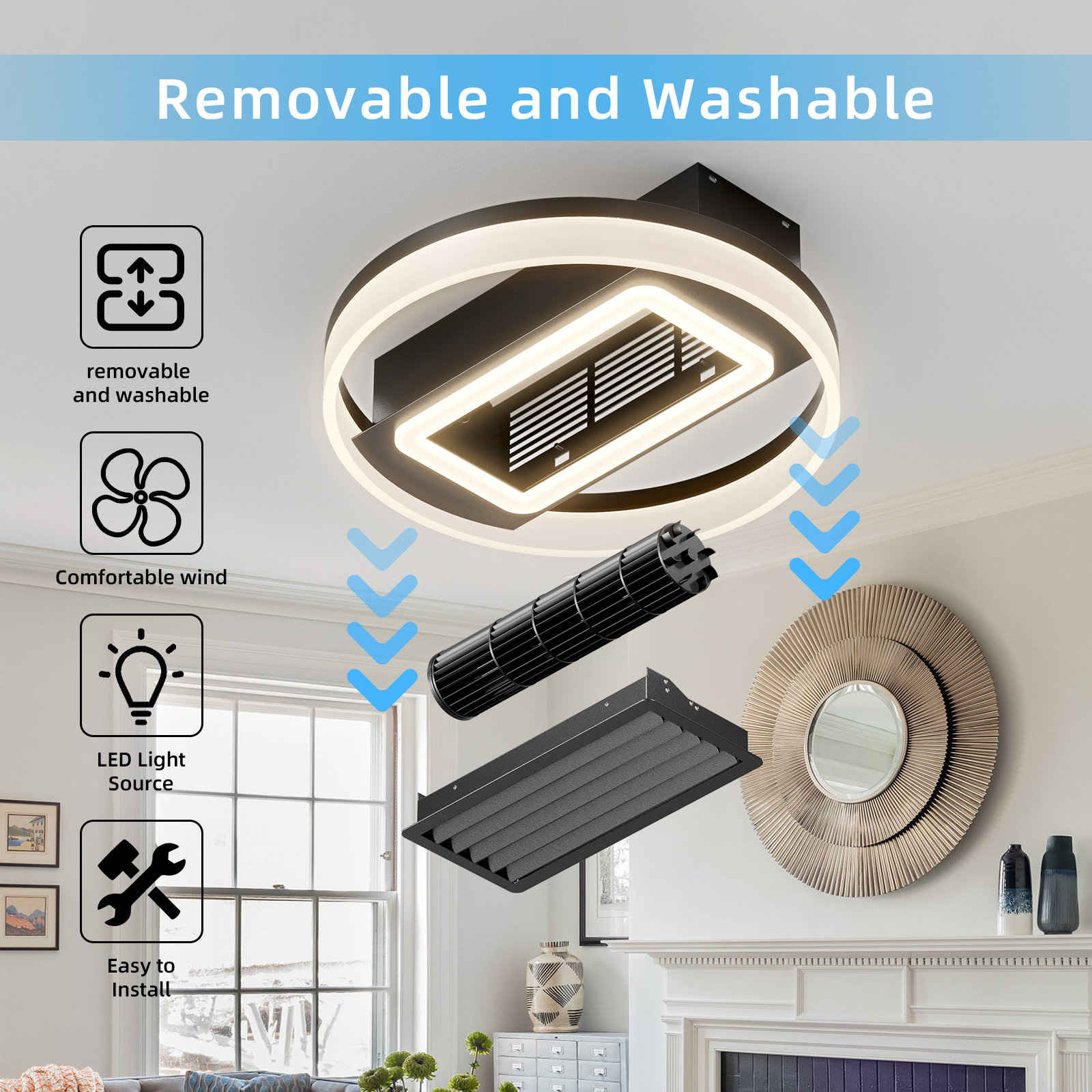 Wrought Studio™ Kaicyn 20'' Modern Bladeless Ceiling Fan, Dimmable LED ...