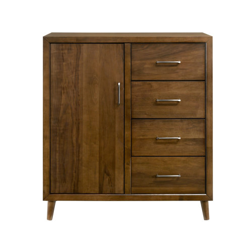 George Oliver Lewellyn 4-Drawer Chest in Walnut | Wayfair