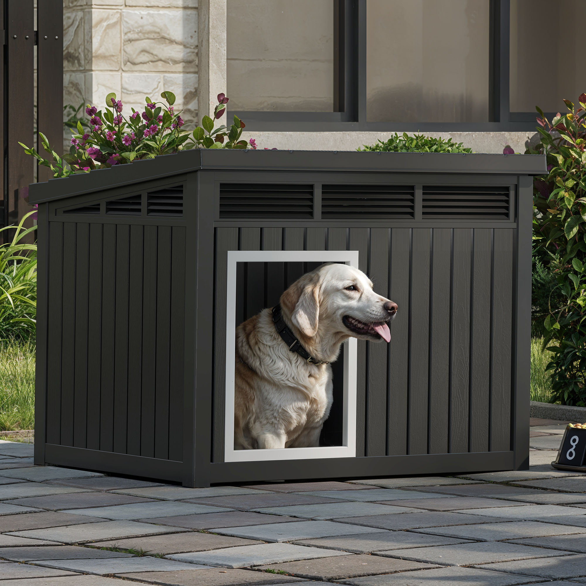 Ophelia & Co. Rustic Lodge Outdoor Dog House with Sloping Roof ...