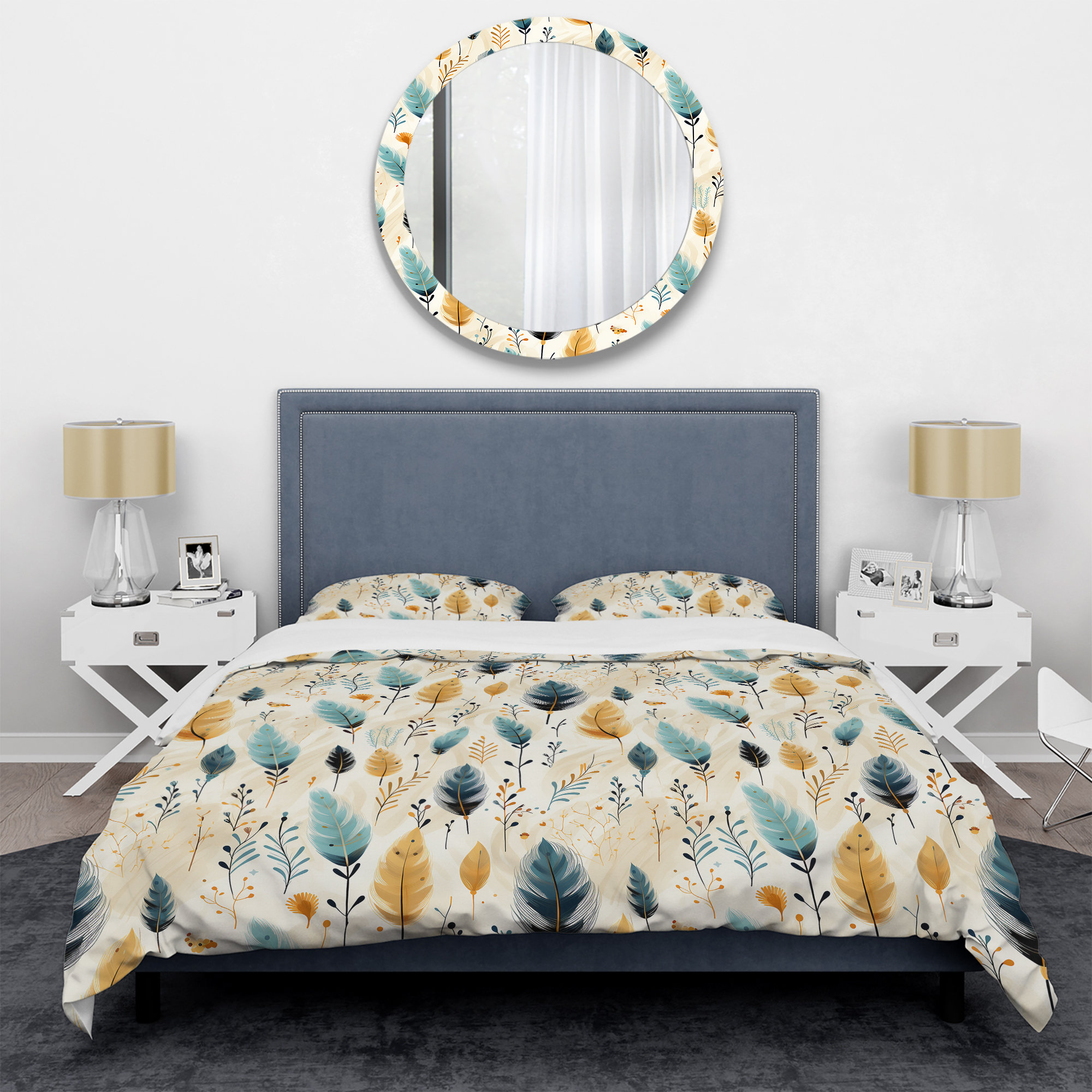 Design Art Minimalism Beige Ferns Pattern VII Duvet Cover Set | Wayfair