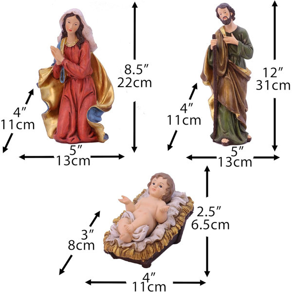 Bloomsbury Market Nativity Set Christmas Indoor Scene 11 Piece 12 inch ...