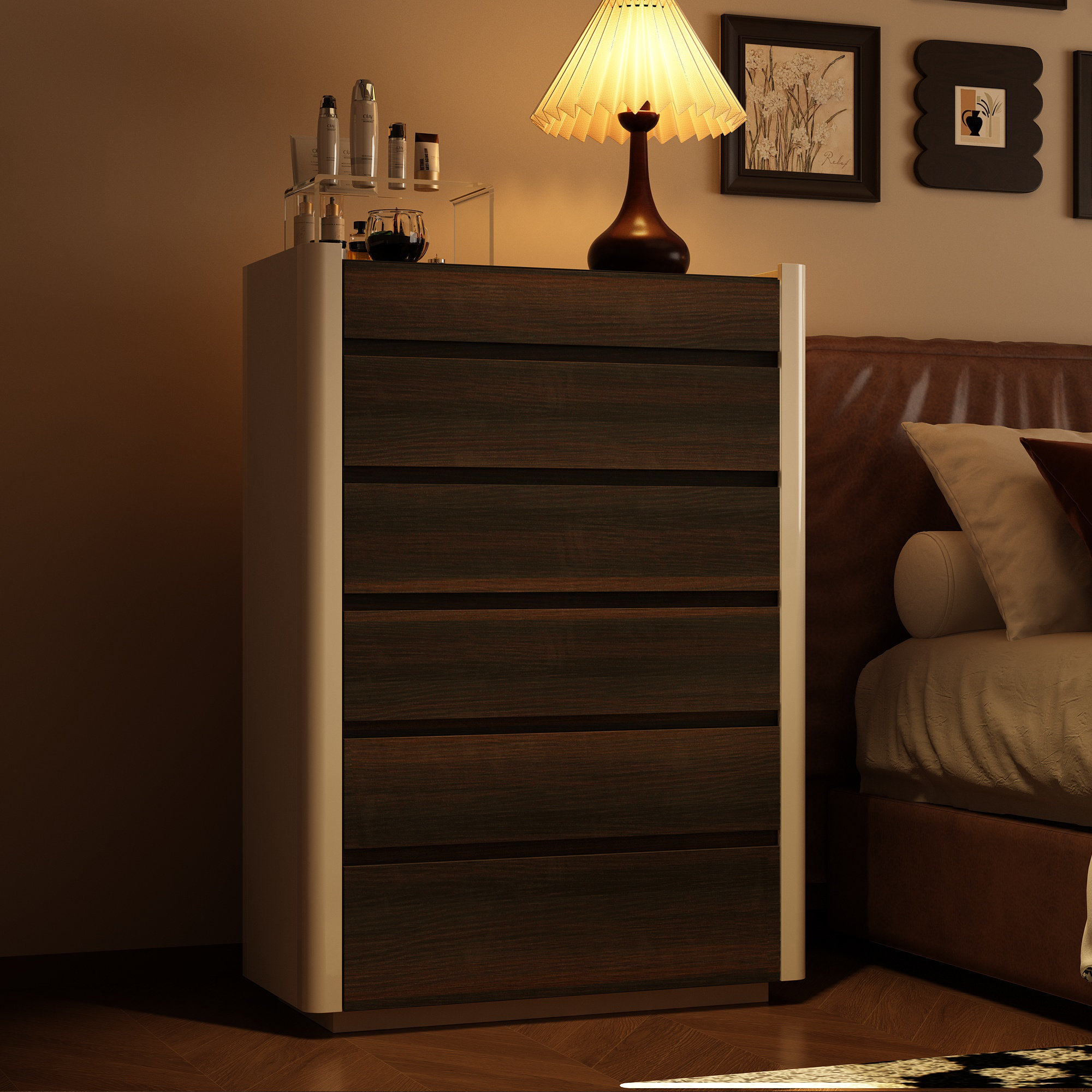 Rebrilliant Luxury Six Closet Drawer With Lights And Tempered Glass Top ...