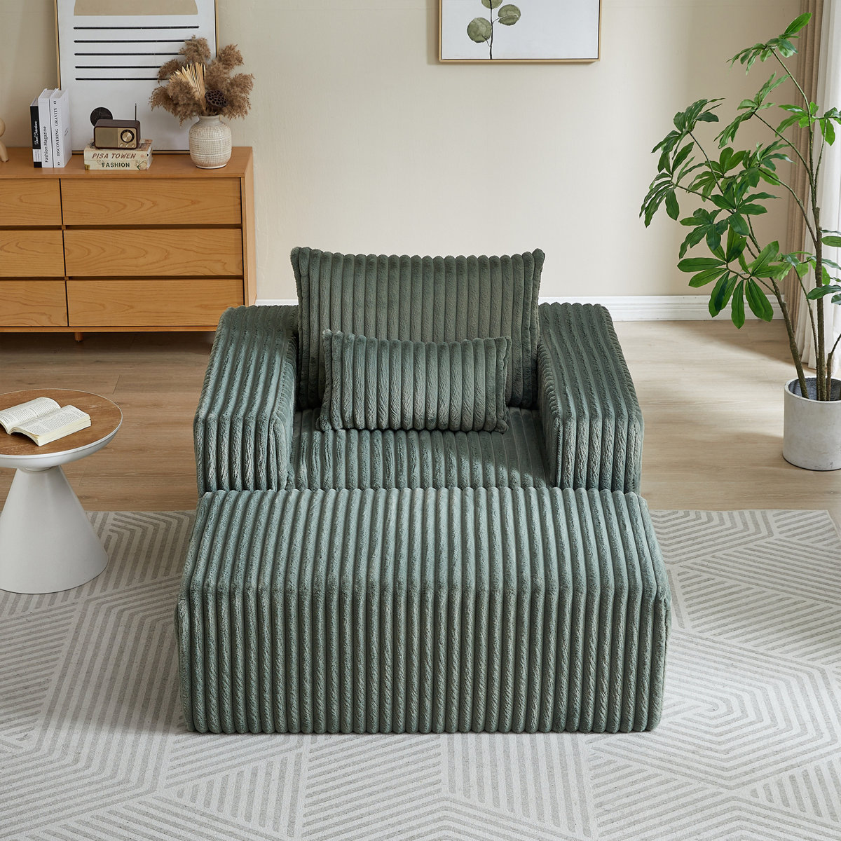 red chair Corduroy Sponge Sofa with Removable footrest | Wayfair