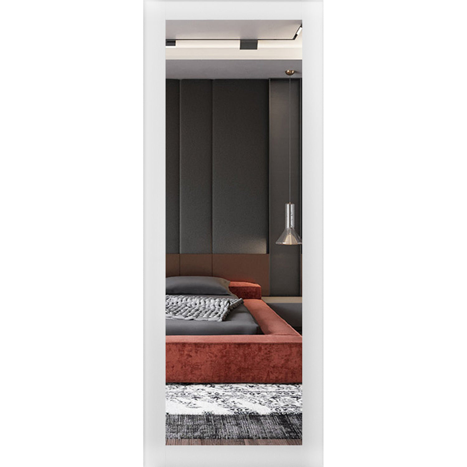 SARTODOORS Lucia Mirrored Glass Wood Standard White Door Slab | Wayfair