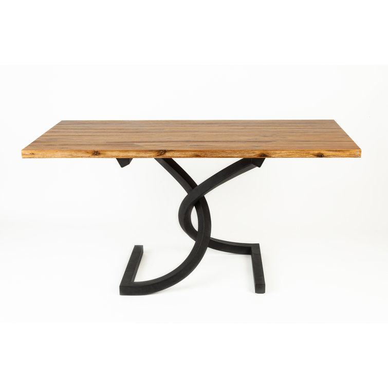 17 Stories Solid Wood Top Metal Base Dining Table - Wayfair Canada