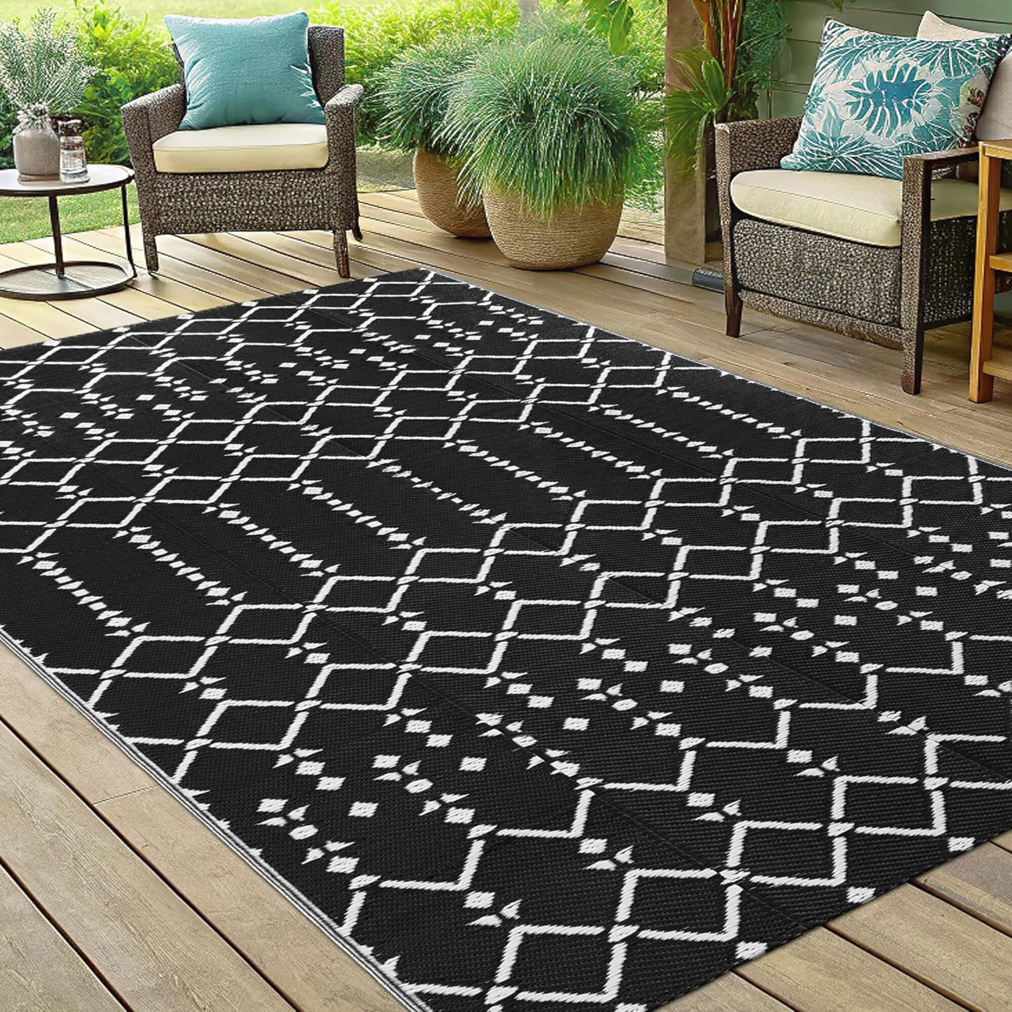 Union Rustic Outdoor Rug 5X8 Ft, Waterproof Reversible Plastic Straw ...
