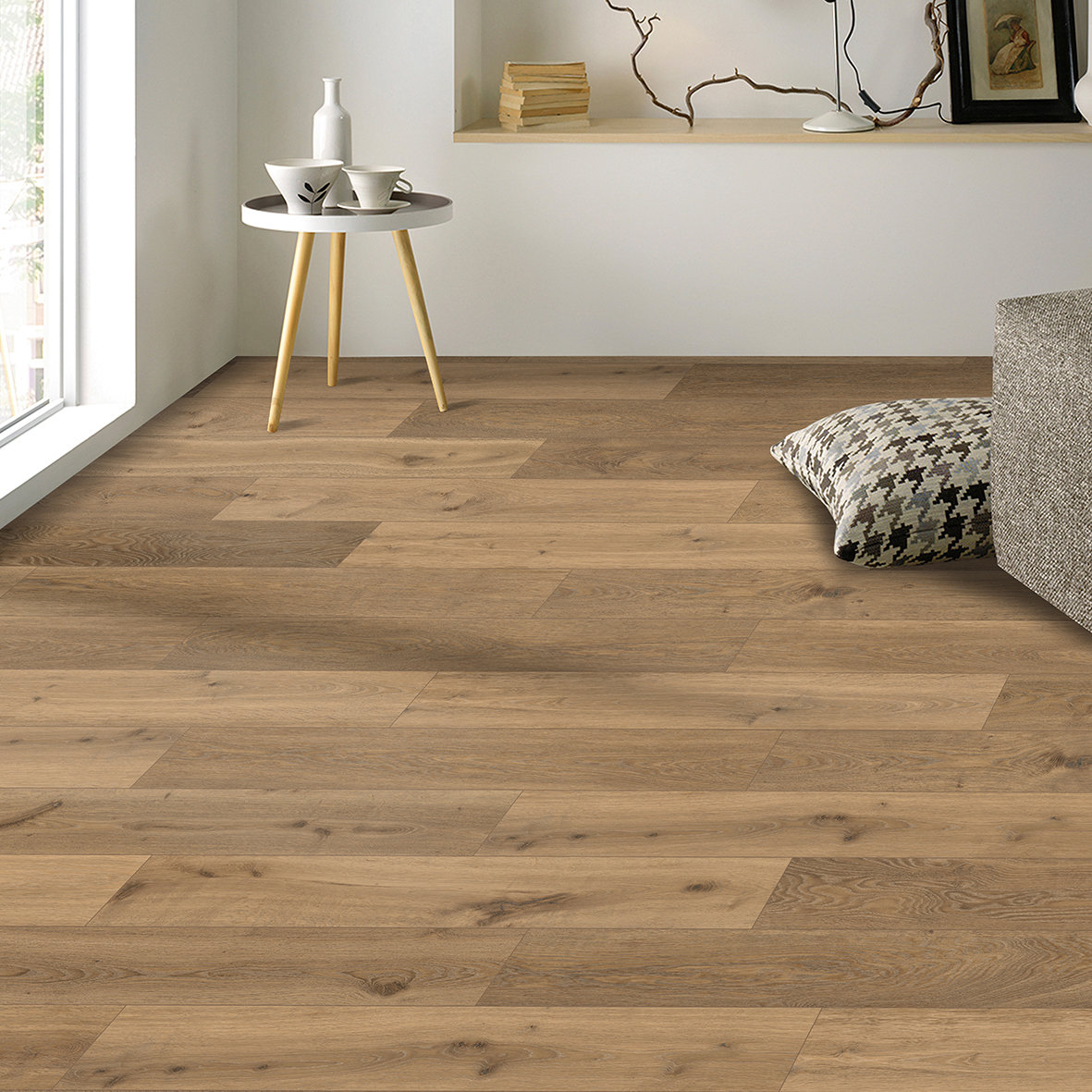 SUPEROAK NATURAL HICKORY 9. 5MM 7.68 in. W x 48 in. L HYBRID RESILIENT FLOORING(25.4 SQ. FT/CASE ...