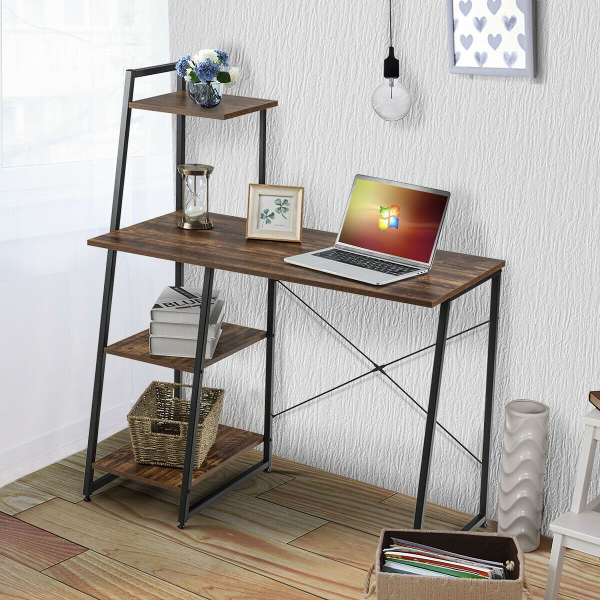 Borough Wharf Computer Desk With Storage Shelves | Wayfair.co.uk