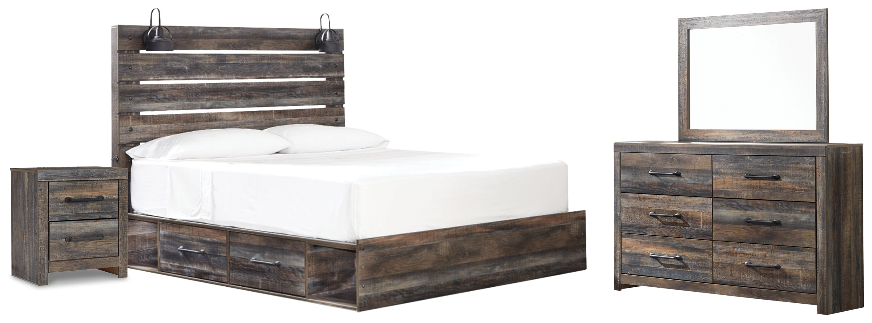 Loon Peak® Drystan King Panel Bed with Under Bed Storage, Dresser ...
