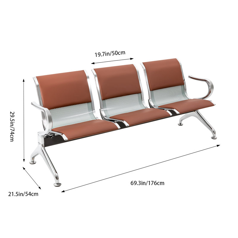 YaoTown 3 Seats Tandem Seating with Metal Frame | Wayfair