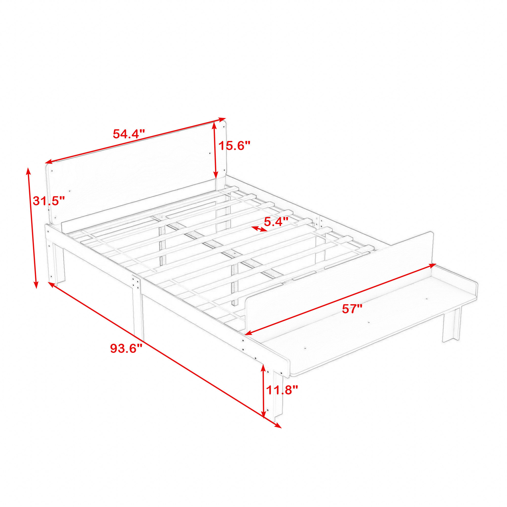 Latitude Run® Wood Bed with Footboard Bench | Wayfair