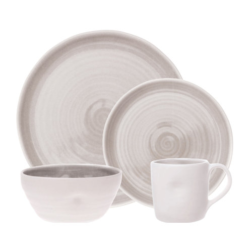 Canvas Home Pinch Stoneware 4 Piece Dinnerware Set, Service For 1 ...