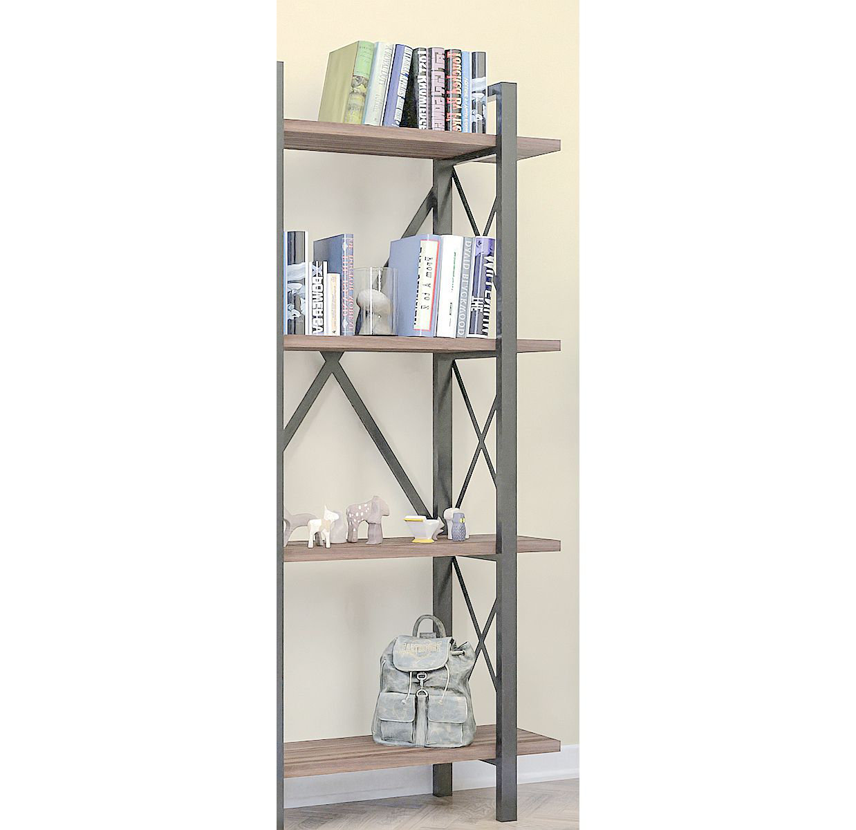 17 Stories Cunda 5 Tier Bookcase, Metal Frame Wood Base Bookshelf ...