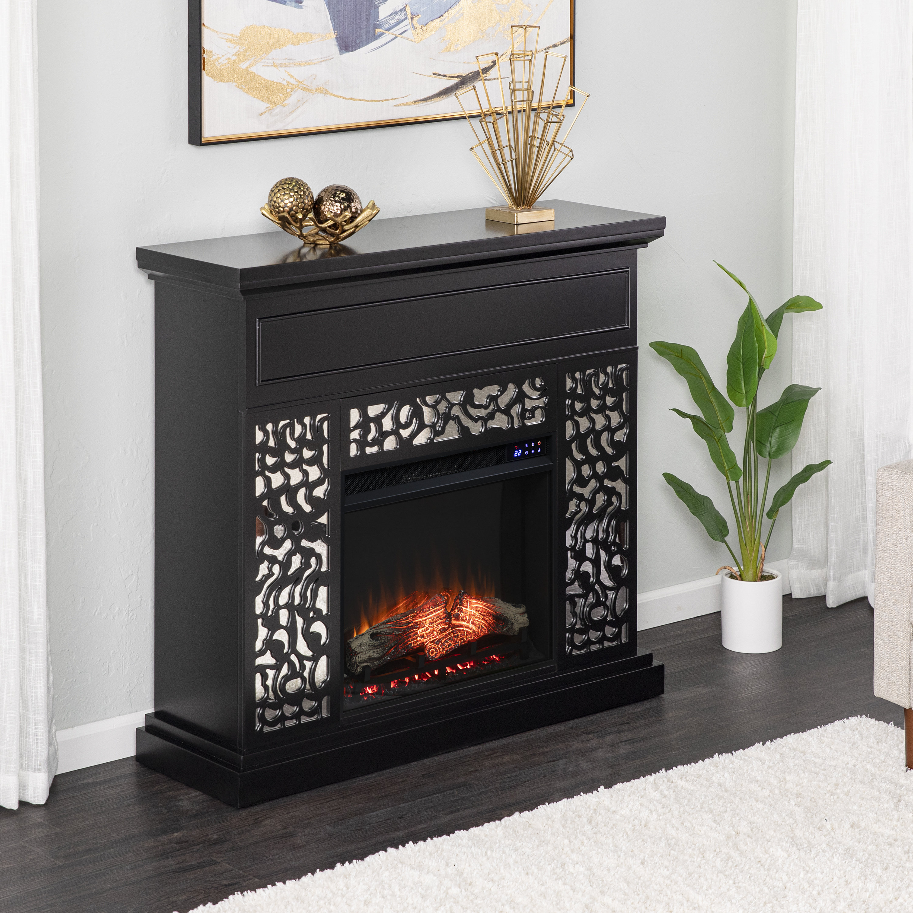 Darby Home Co Marsallo Contemporary Electric Fireplace with Touch ...