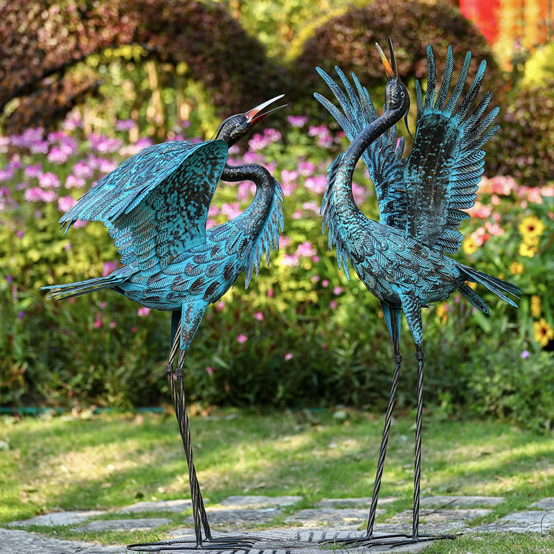 Arlmont & Co. Kalum Birds Metal Garden Statue | Wayfair
