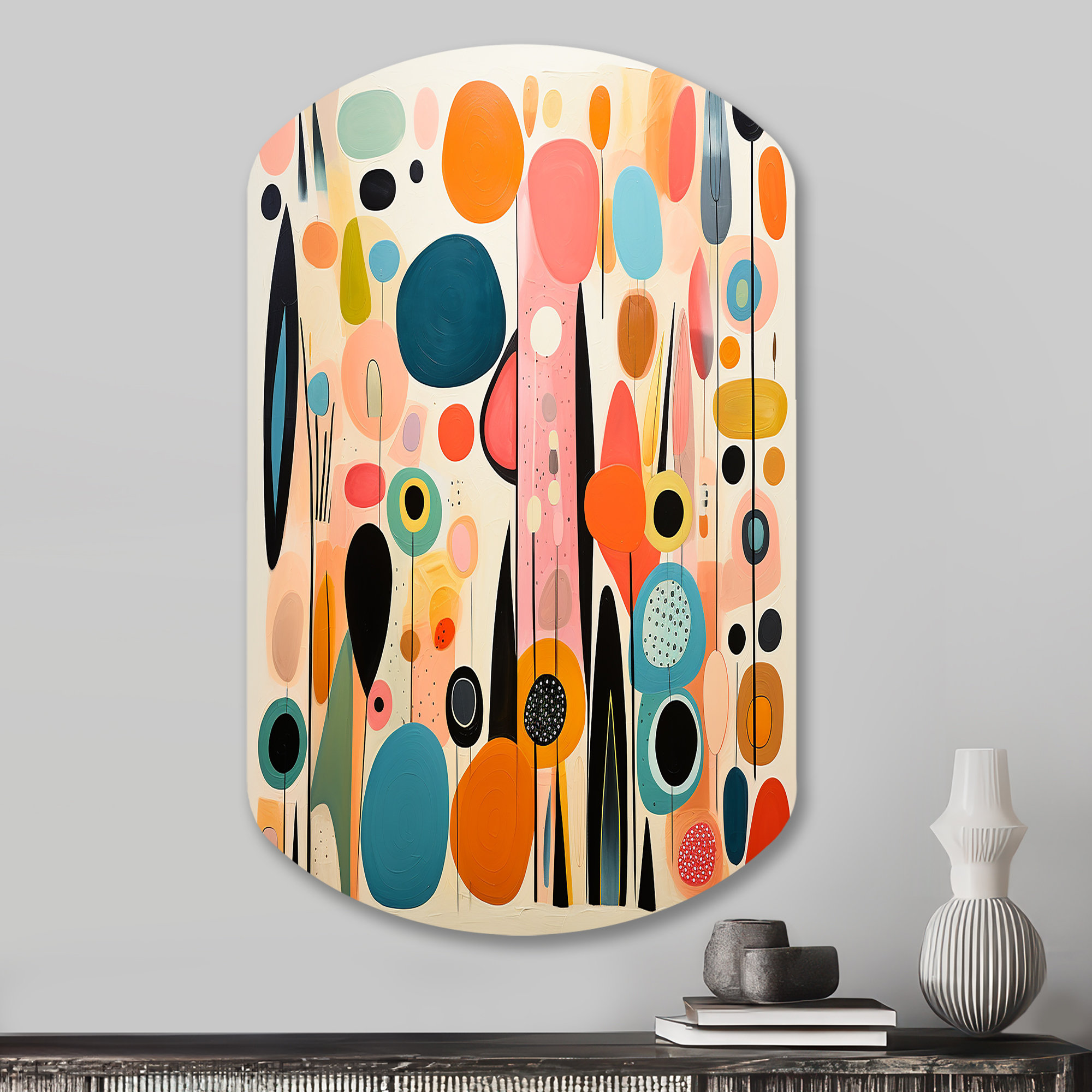 Design Art Pink Mid Century Playful Patterns II - Abstract Midcentury ...