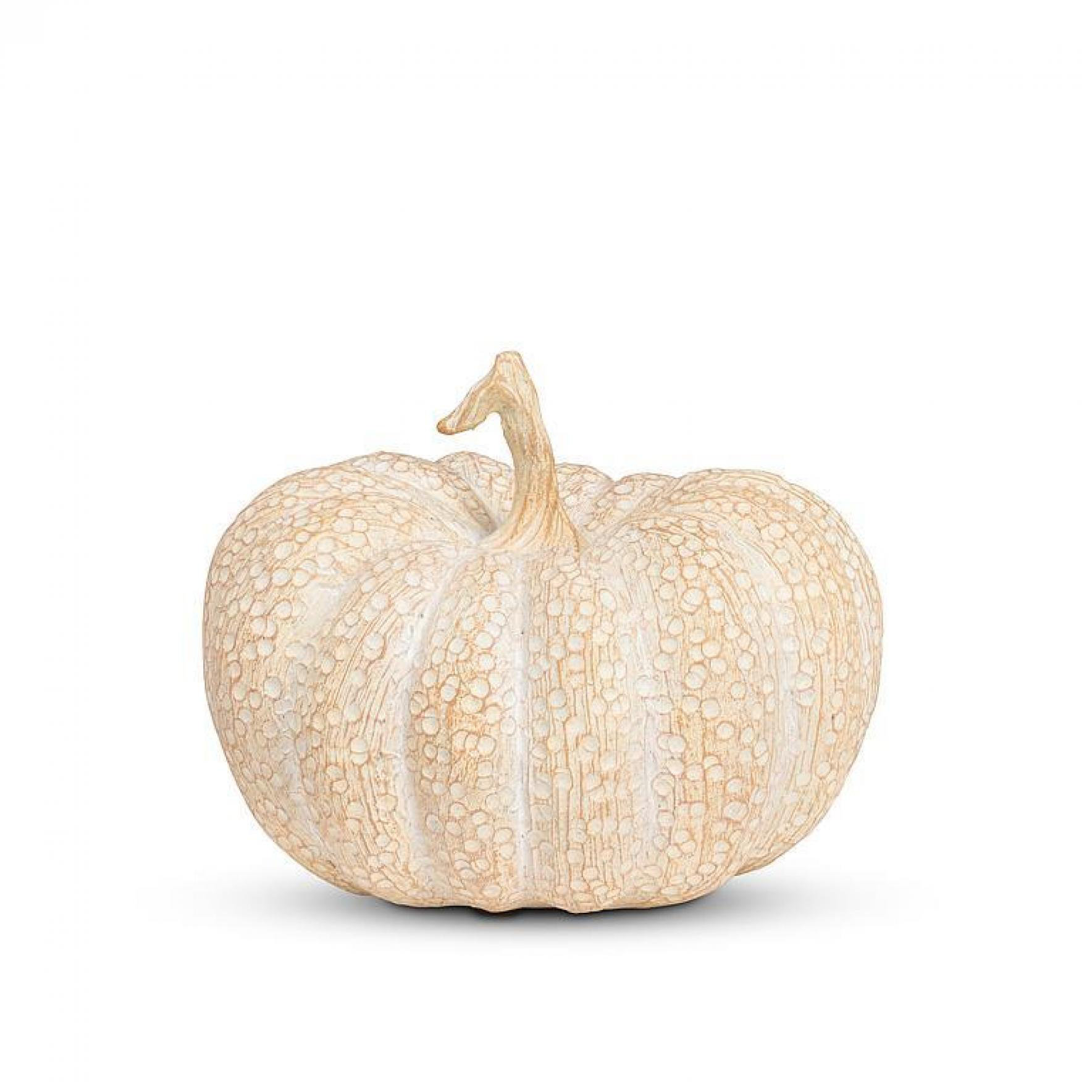 The Holiday Aisle® Textured & Whitewashed Tan Pumpkin Figurine | Wayfair
