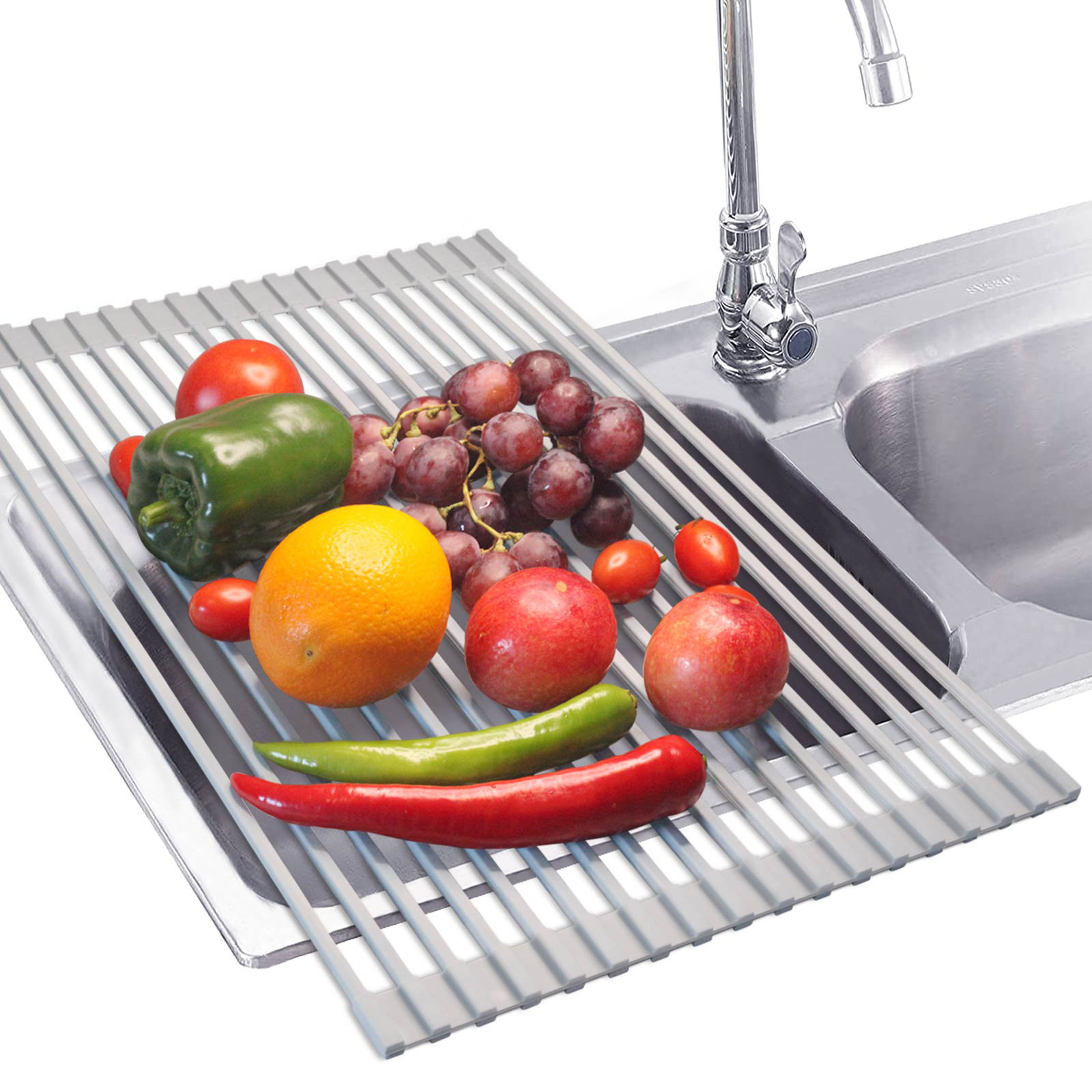 Lauon Anti-slip Silicone Dish Drying Rack Over The Sink, Heat-resistant ...