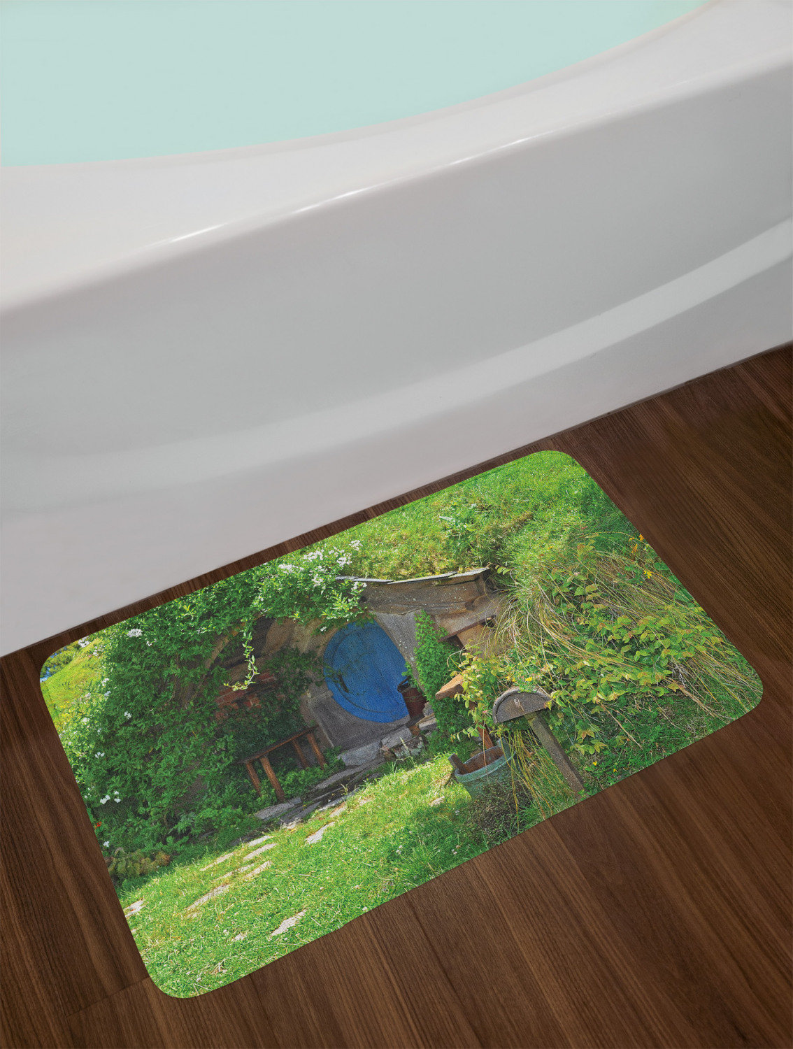 East Urban Home Fantasy Hobbit Land House Bath Rug | Wayfair