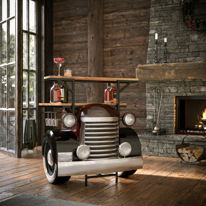 17 Stories Balanchine Woody Vintage Car Console Table Home Bar ...