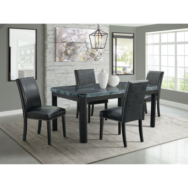 Picket House Furnishings Celine 5 - Piece Faux Marble Top Dining Set ...