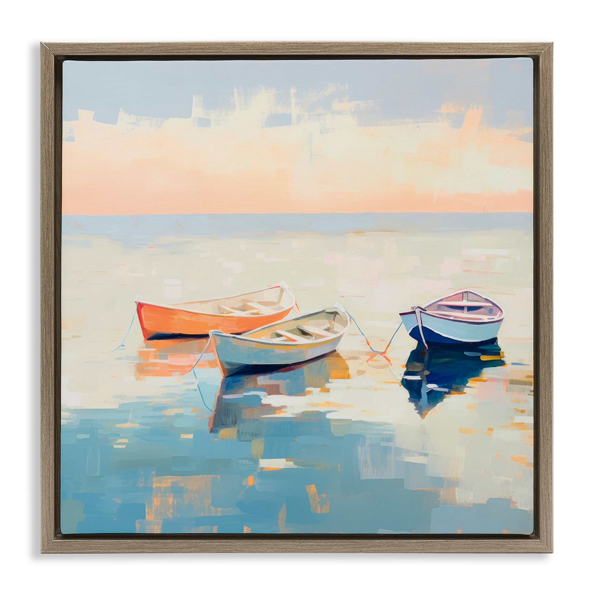 Dovecove Soft Pastel Boats Framed Floater Canvas Wall Art by Irena ...