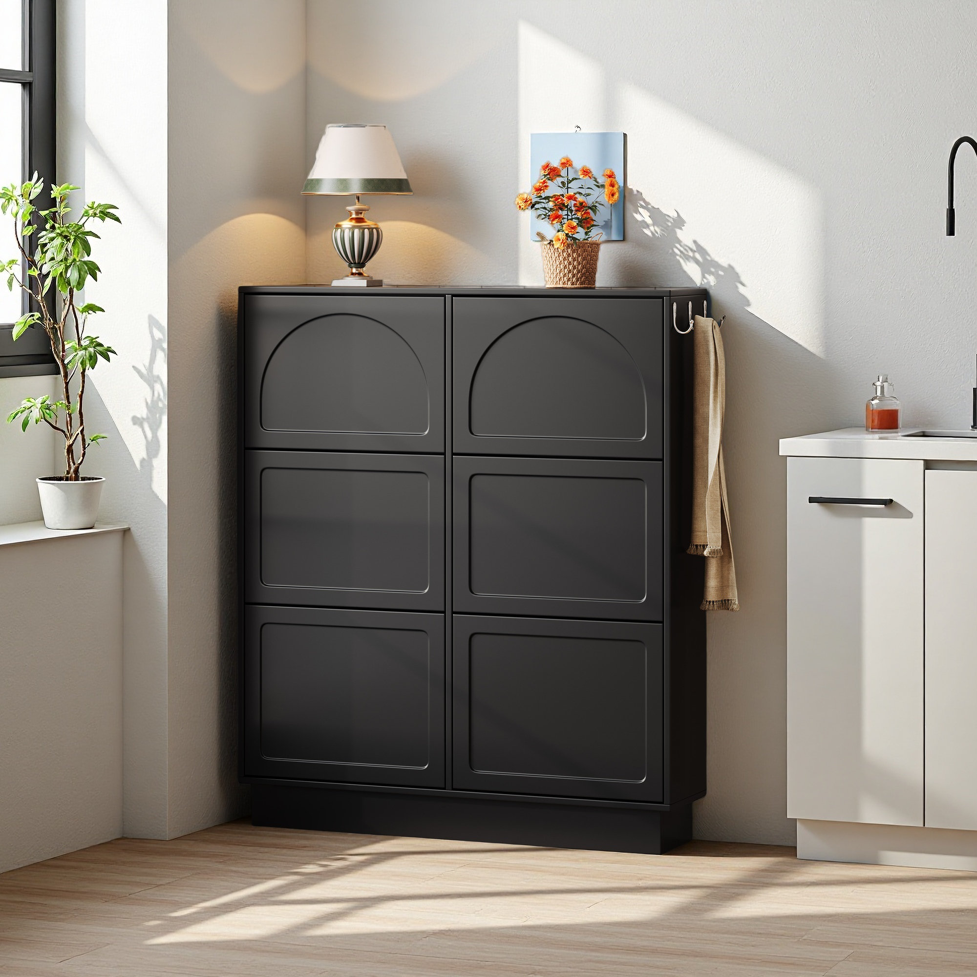 Rebrilliant Modern Elegant Narrow Tipping Bucket Shoe Cabinet With 6 ...