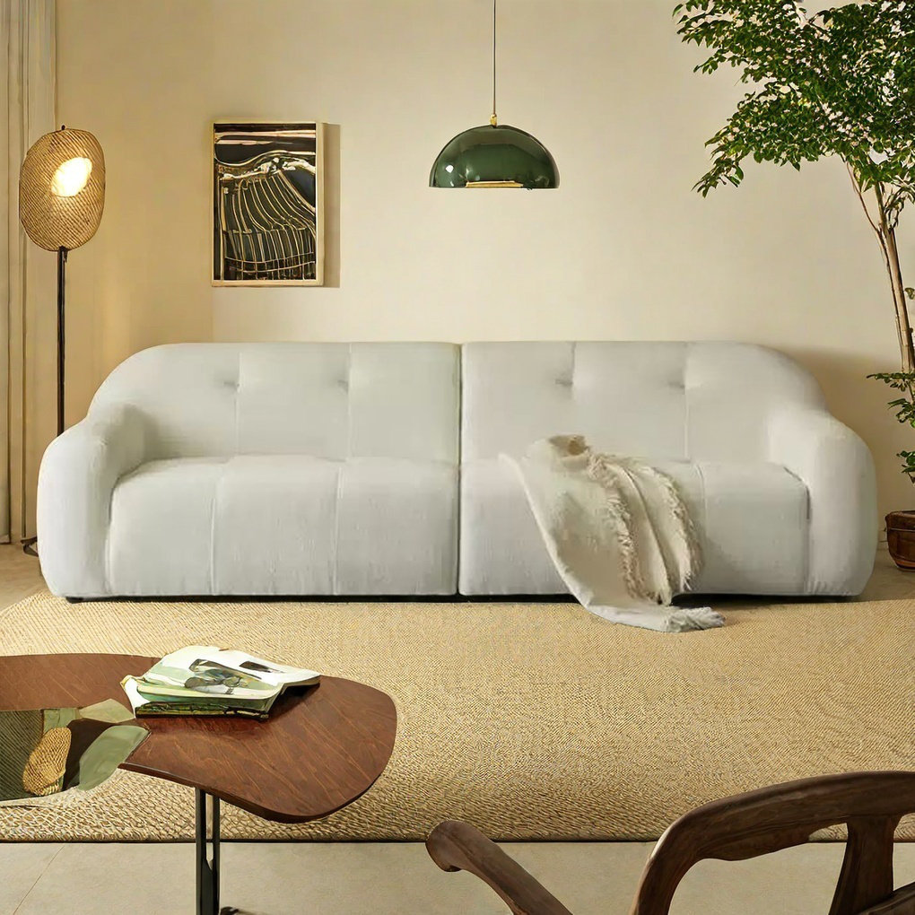 Axis Living Modern Vintage Cream Style Straight Row Sofa | Wayfair