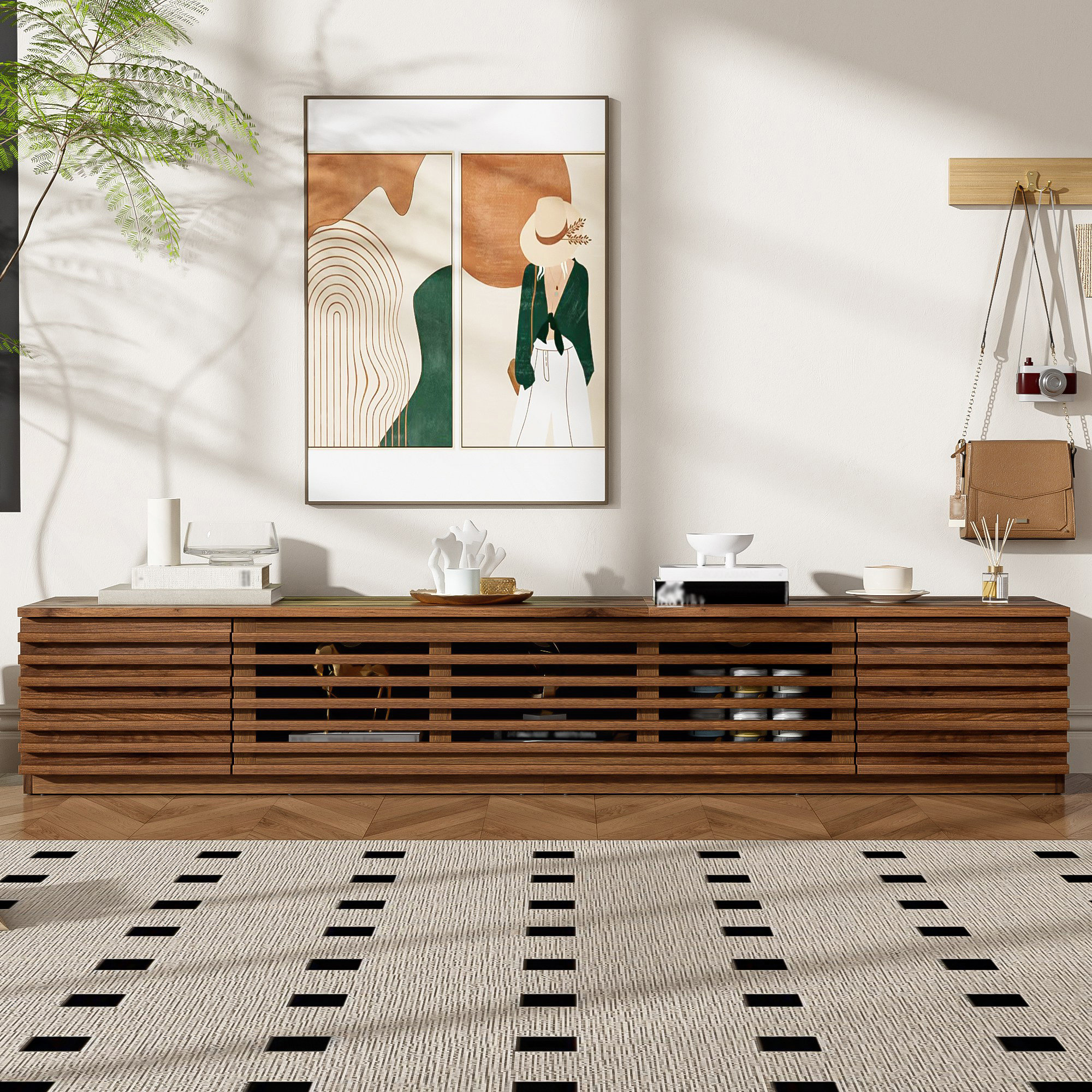 George Oliver Modern TV Stand, Entertainment Center With Cable ...