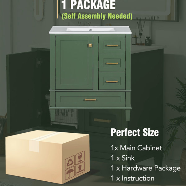 Hokku Designs Modern 30" Bathroom Cabinet, Black Finish, Solid Wood ...