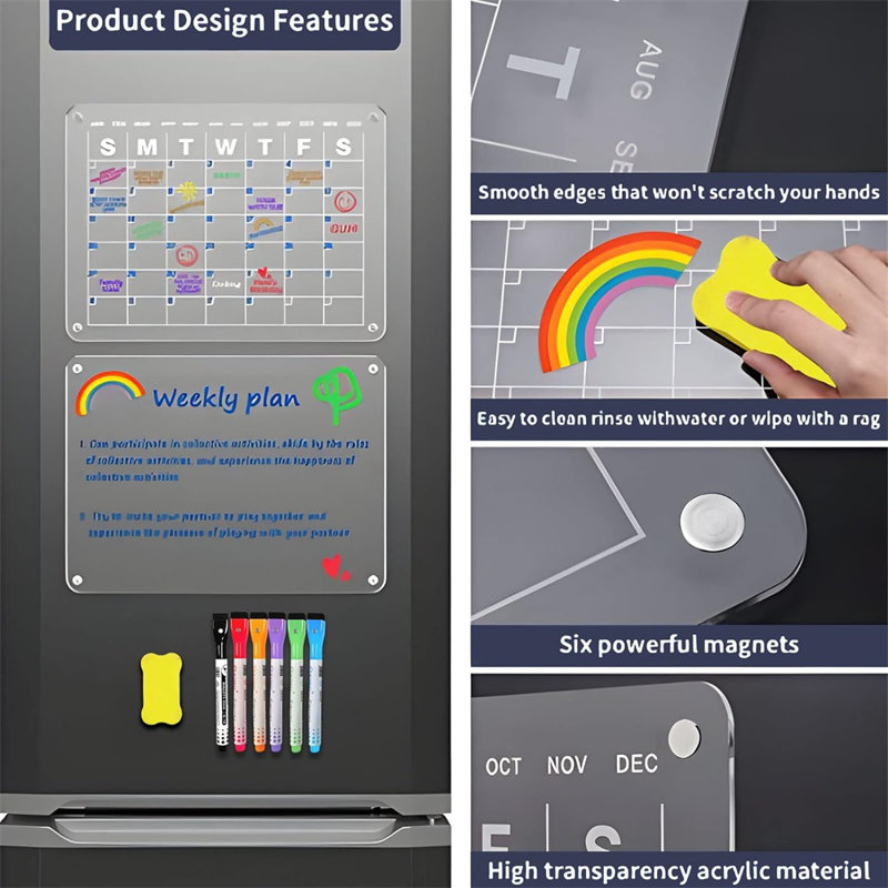 Inbox Zero Acrylic Weekly Calendar for Refrigerator Reusable Planner ...