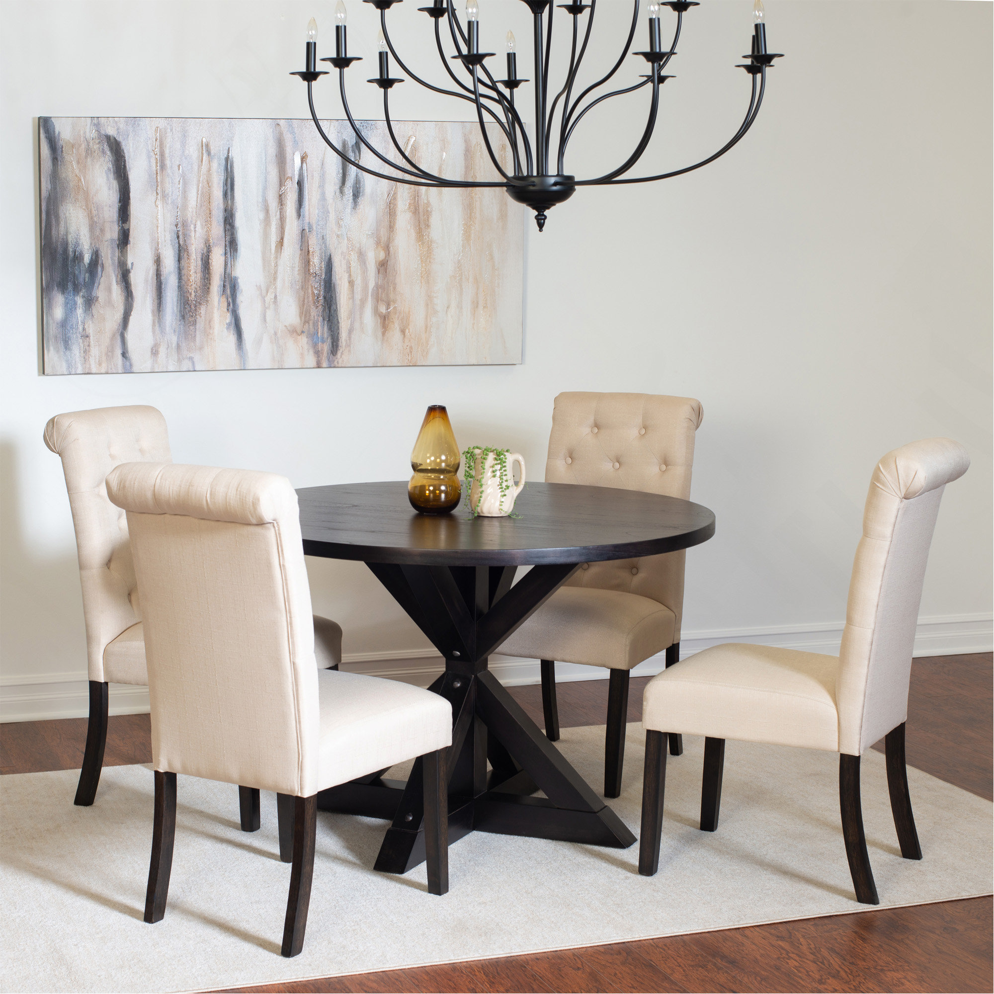 Lark Manor™ 5-Piece Dining Set, Cross-Buck Dining Table With 4 Stylish ...