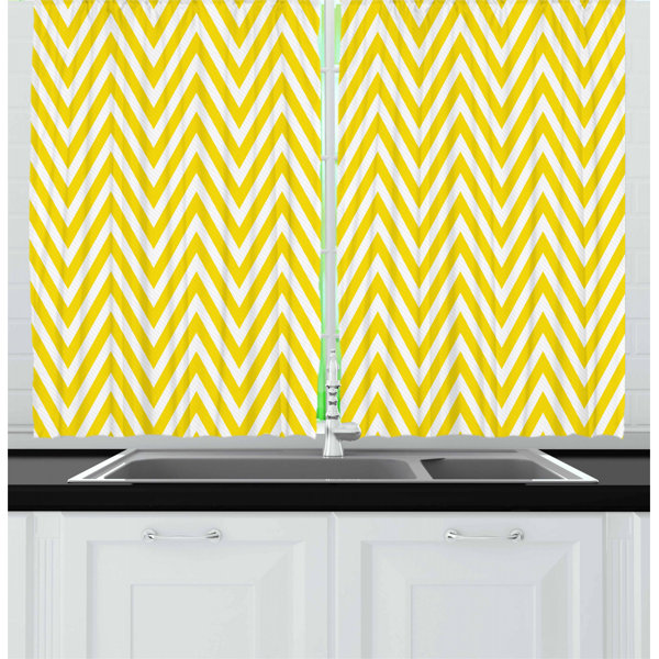East Urban Home Chevron Pointed 55'' W Kitchen Curtain in | Wayfair