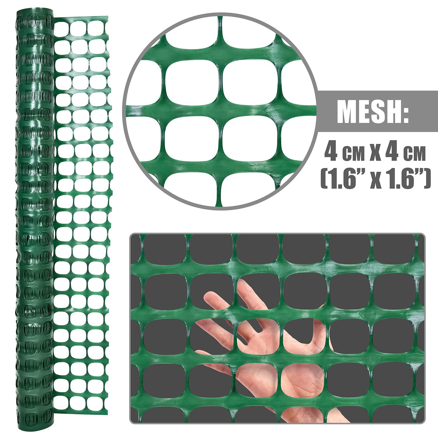 Fencer Wire Outdoor Snow Plastic Fence with Opening Mesh Size 1.6" x 1. ...