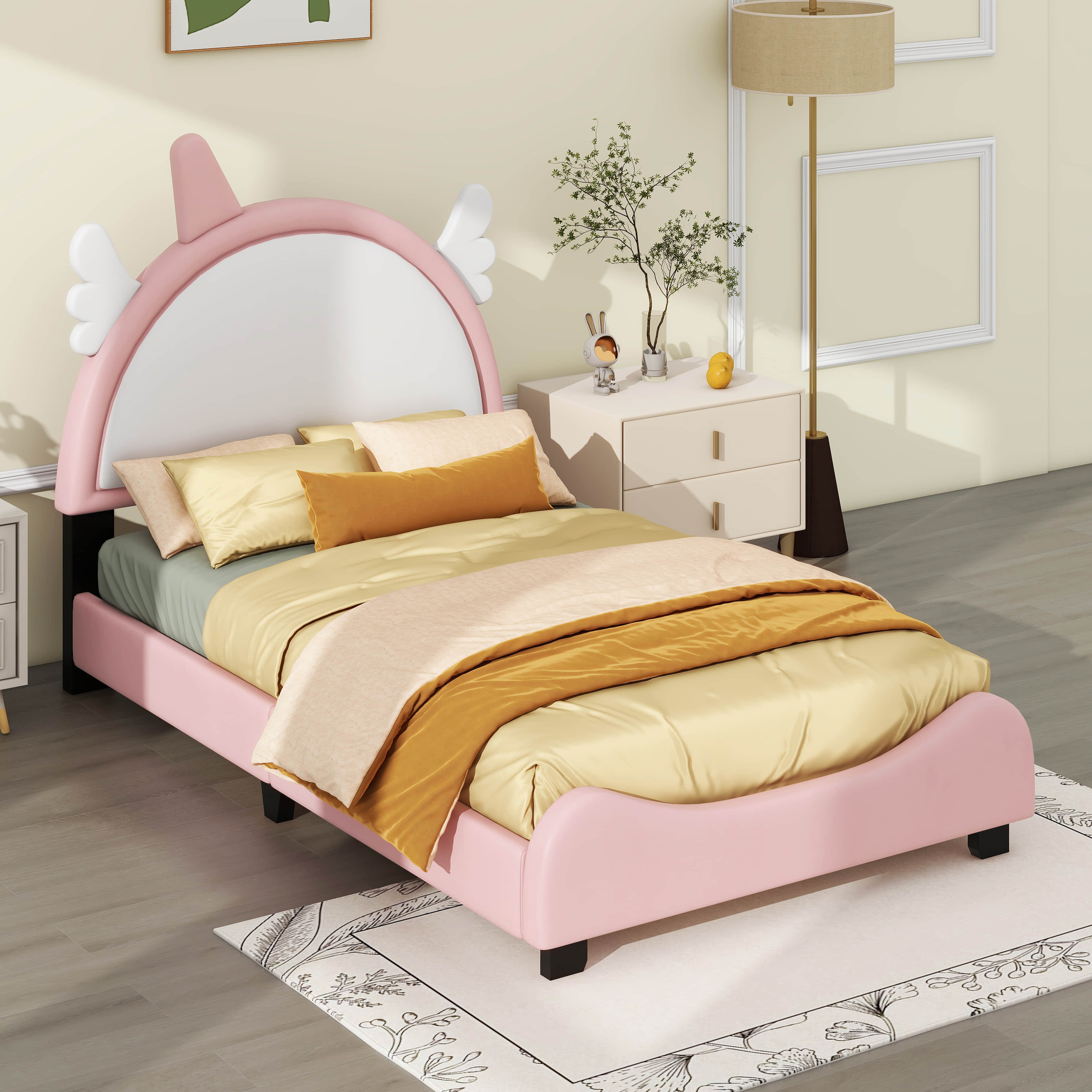 Zoomie Kids Fun Bed Cartoon Elements Princess Bed With Unicorn Shaped ...