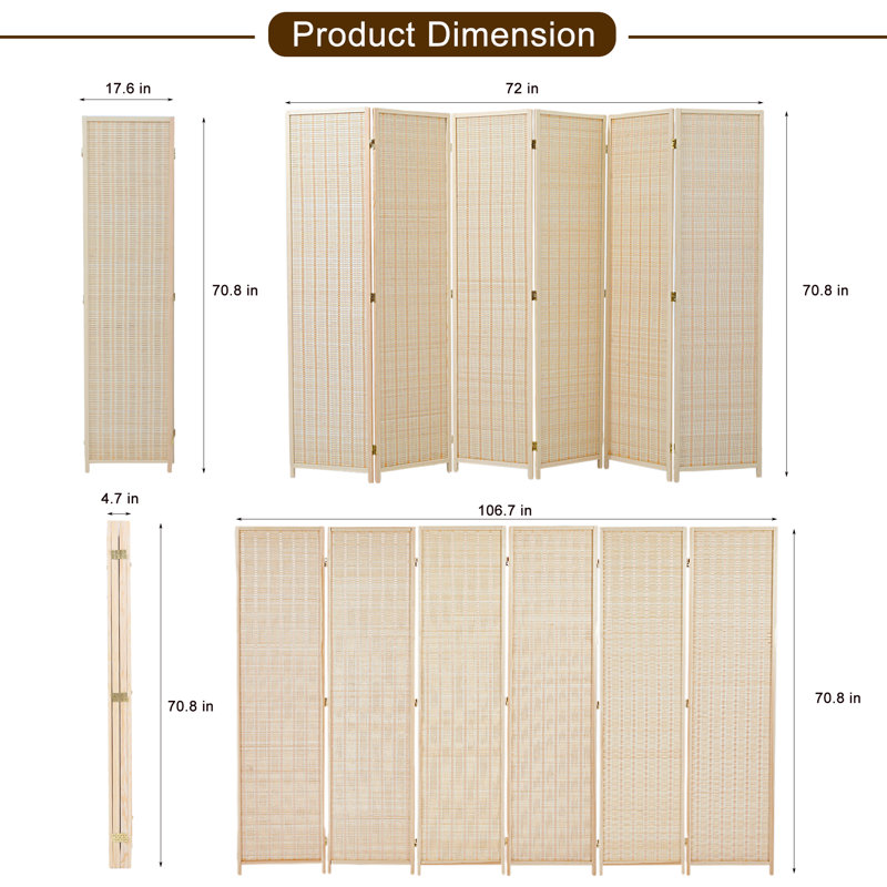 Winston Porter 6ft Tall Folding Privacy Screen for Room Separation ...
