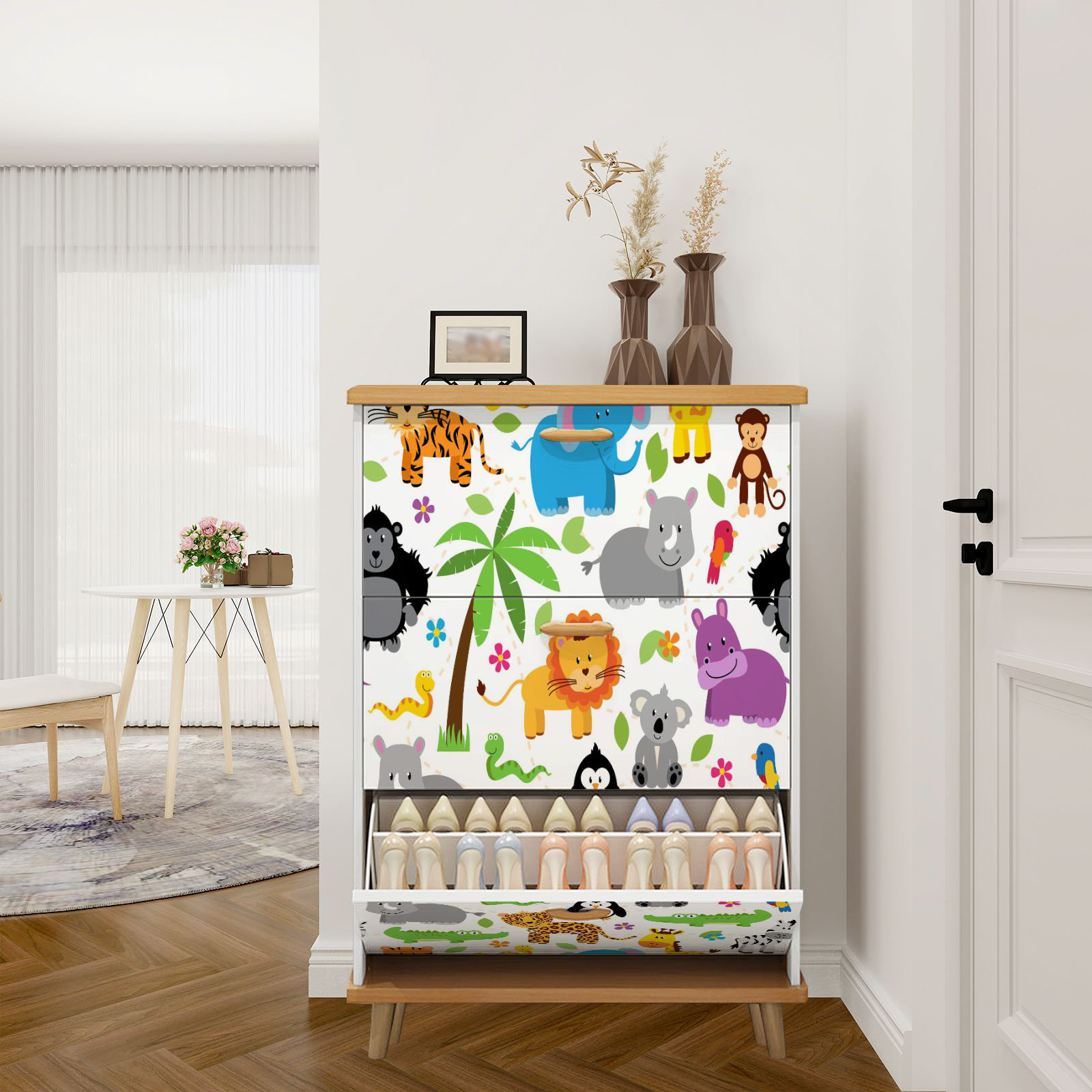 PeeNoke Shoe Storage Cabinet with 3 Flip Drawers for Seamless Tileable ...