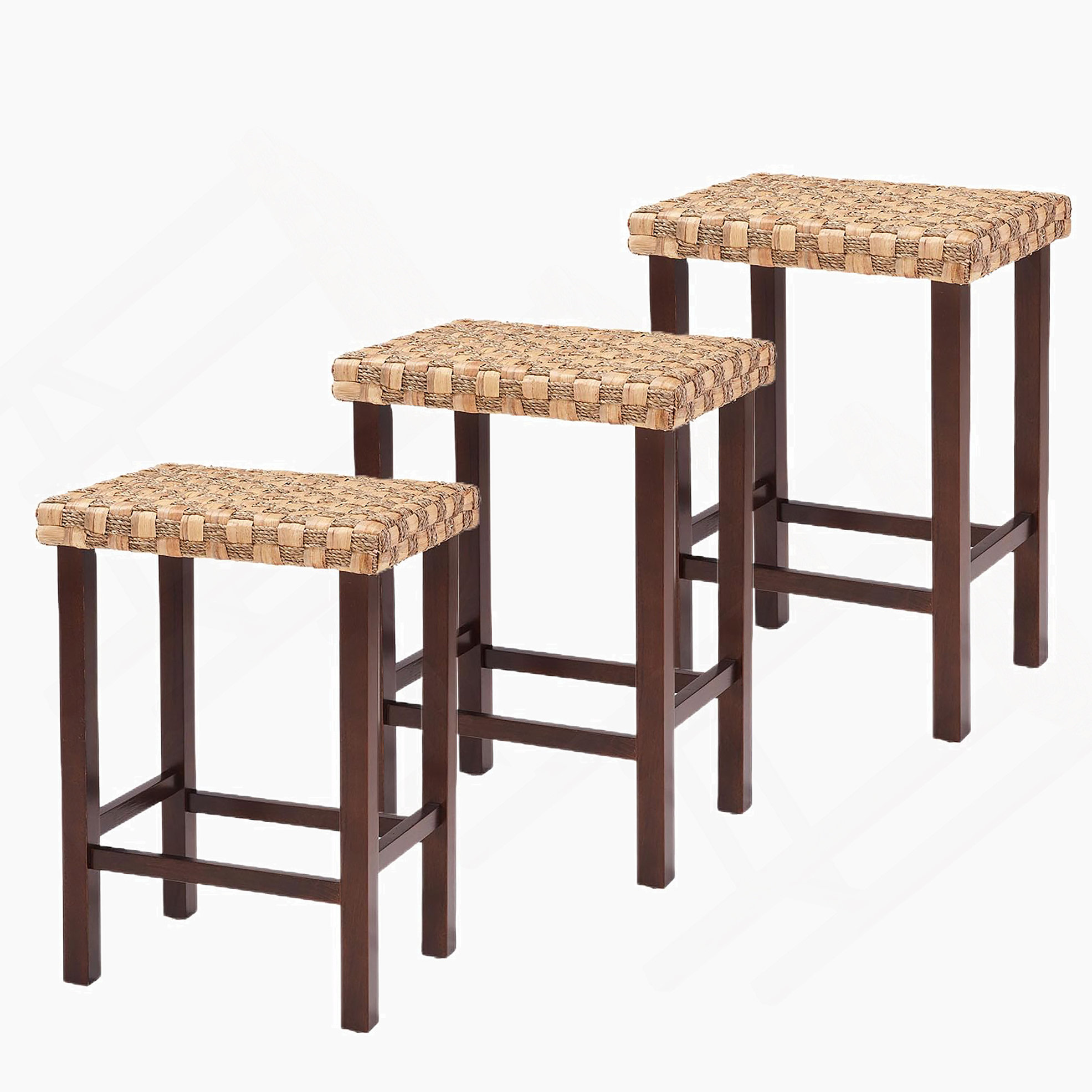 Highland Dunes Set Of Three Handwoven Seagrass Bar Stools With Height ...