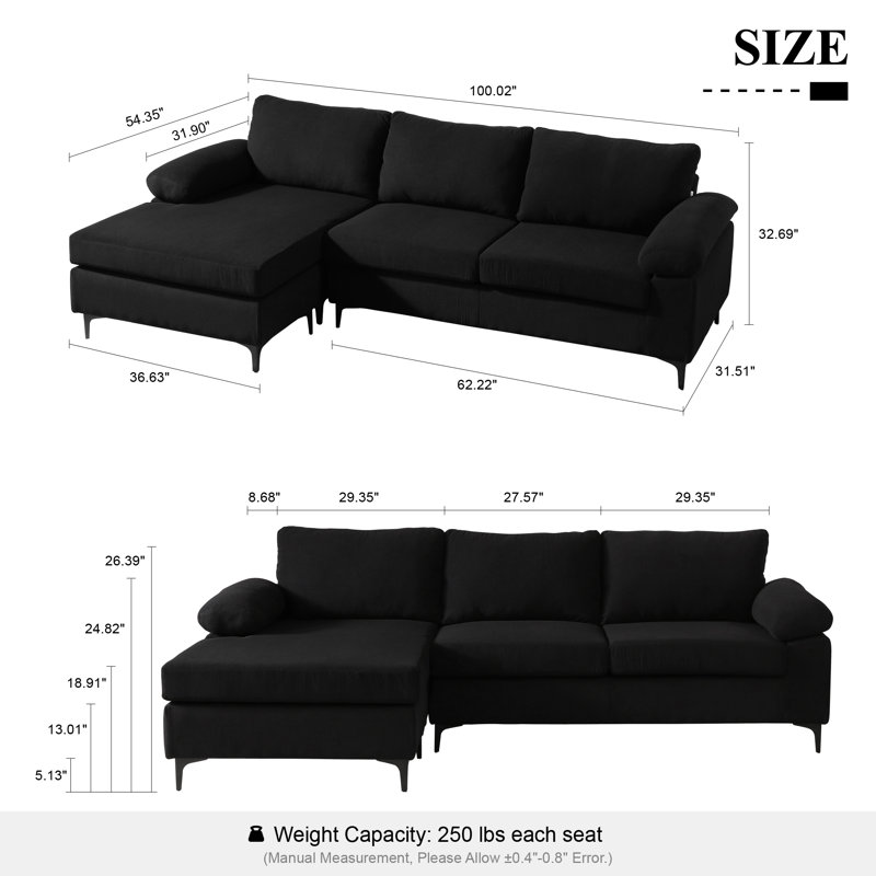 Wrought Studio™ Polyester Sectional & Reviews | Wayfair