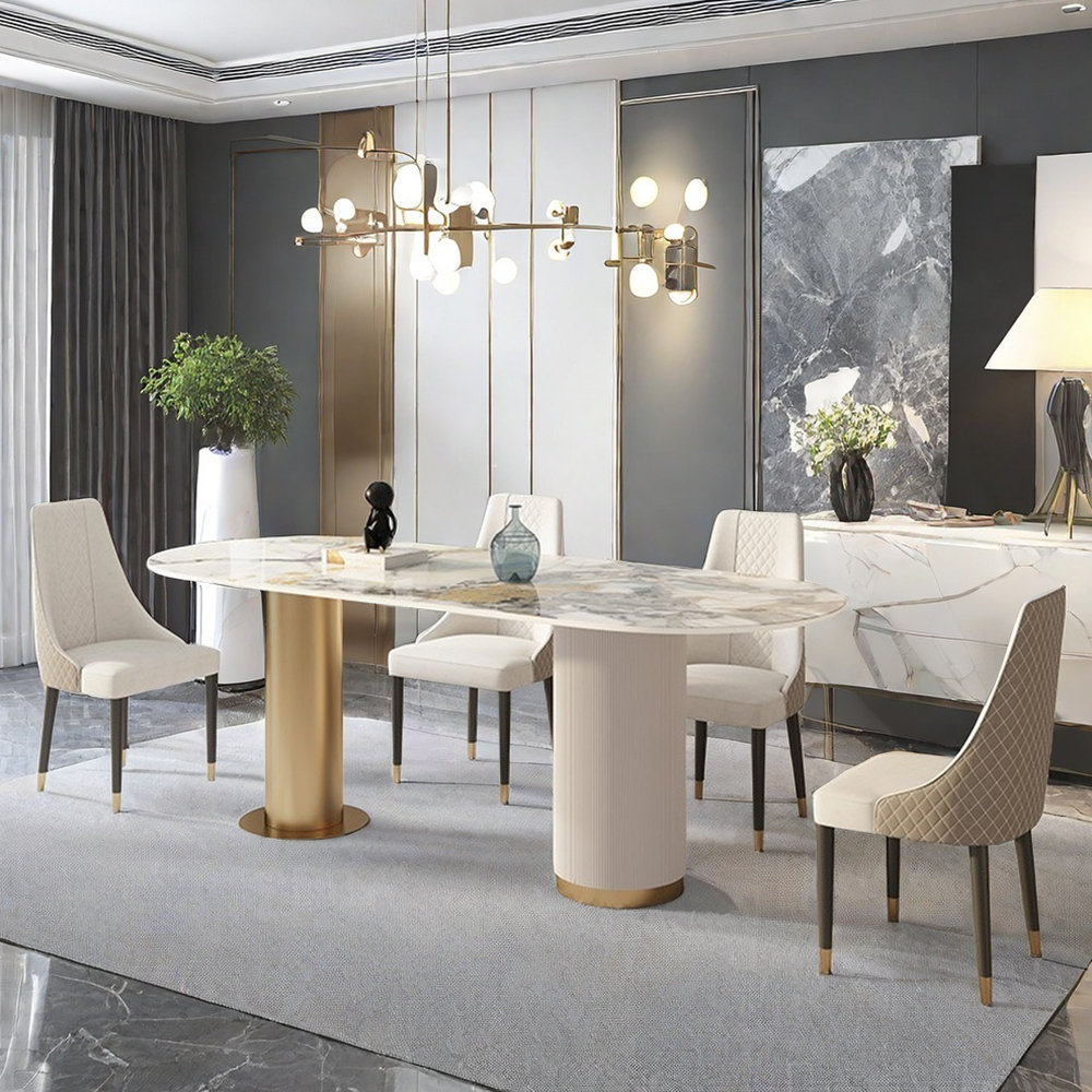 Pakloer Modern light luxury simple oval dining table sets | Wayfair