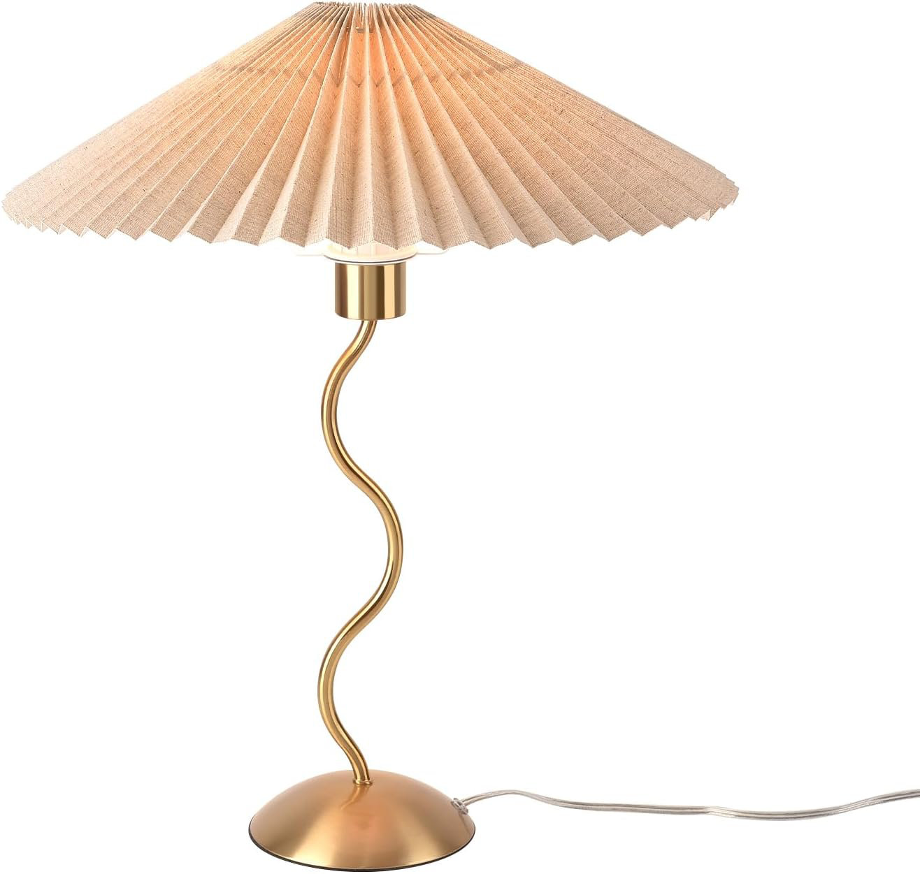 Everly Quinn Gold Pleated Small Table Lamp Brass Modern Bedside Table ...