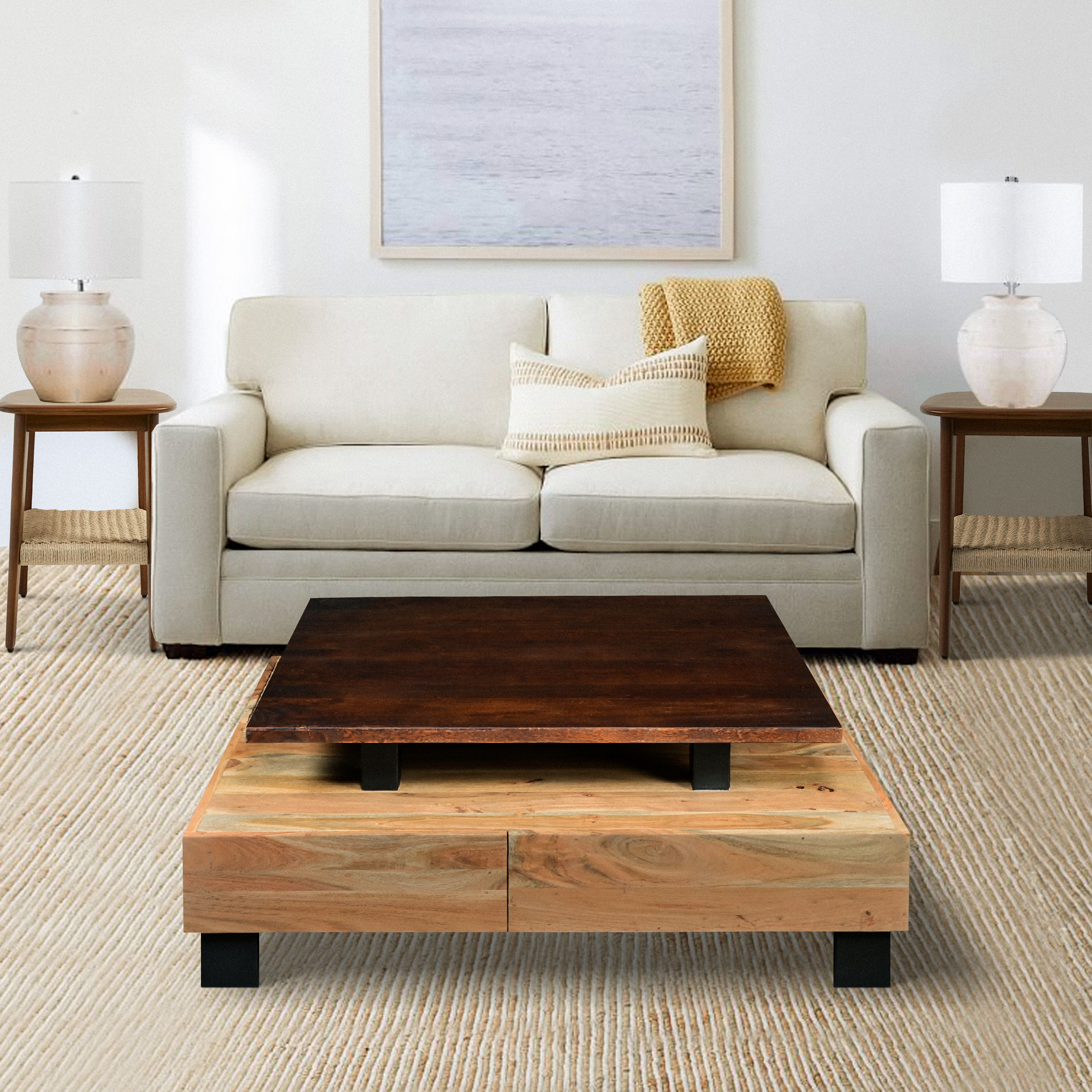 Gracie Oaks Kea Solid Wood Frame Coffee Table | Wayfair