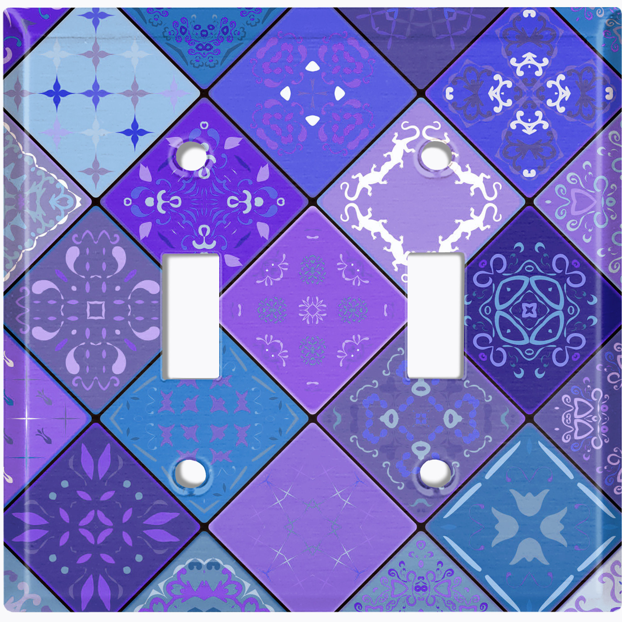 WorldAcc Vintage Purple Elegant Diagonal Pattern 2-Gang Toggle Light ...